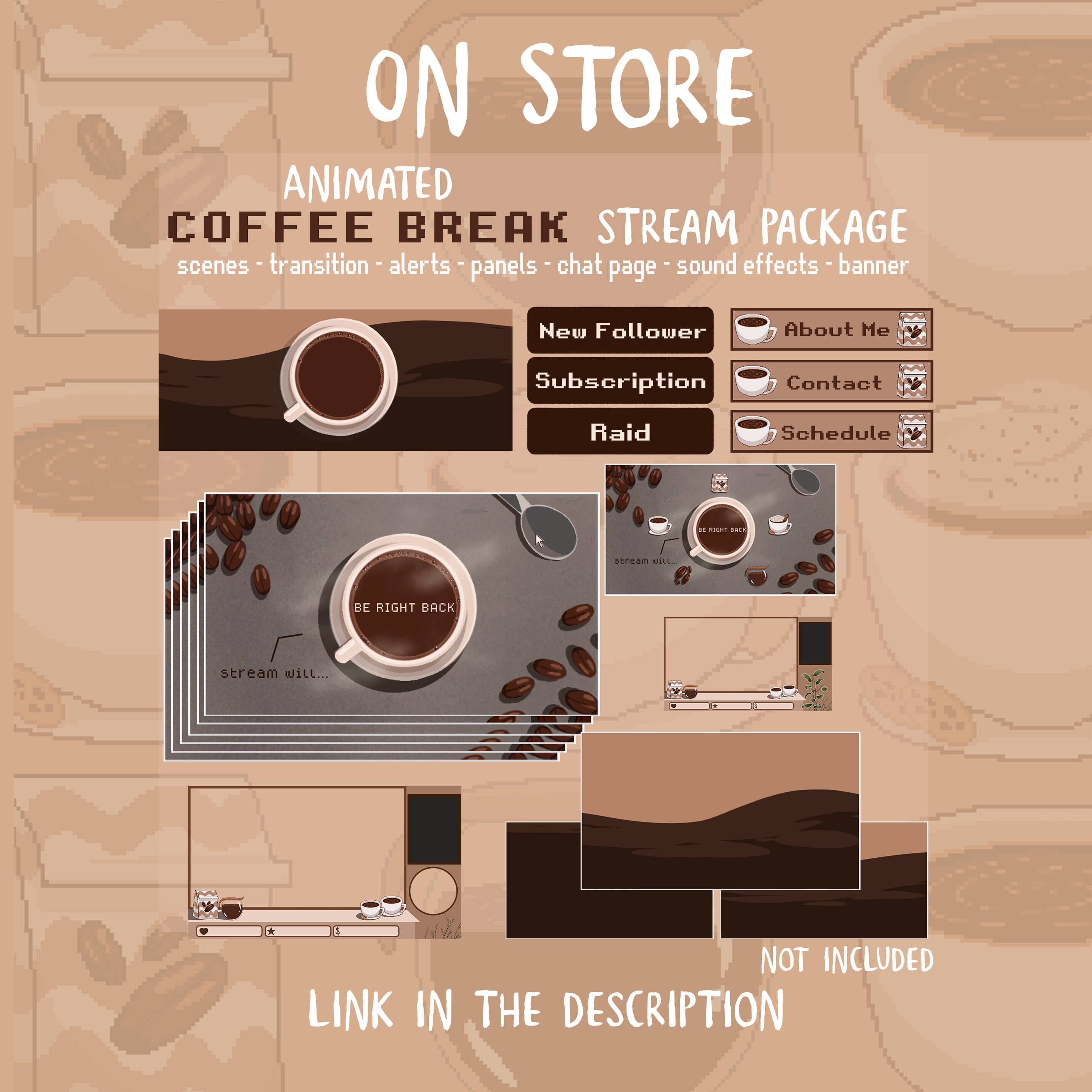 Retro Coffee Break Animated Alerts for Twitch, Alert Messages, Overlay ...