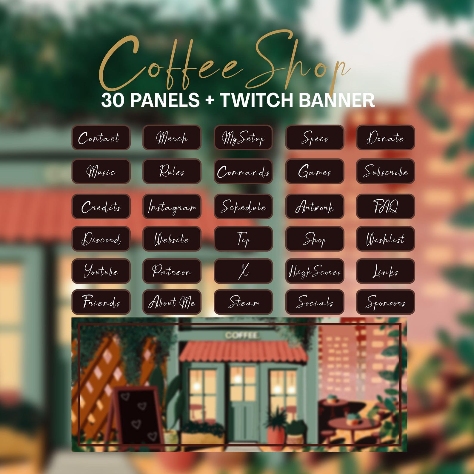 Cozy Coffe Shop Stream Overlay Package, Twitch Overlay Complete ...
