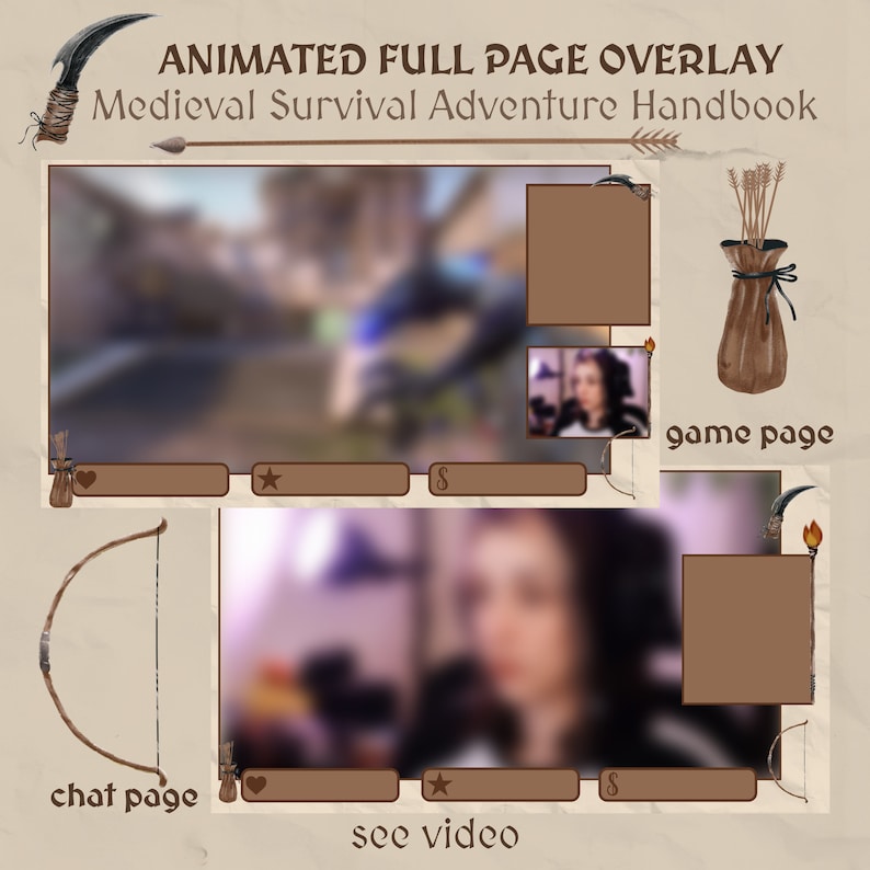 Medieval Survival Stream Twitch Overlay Package Survival Handbook ...