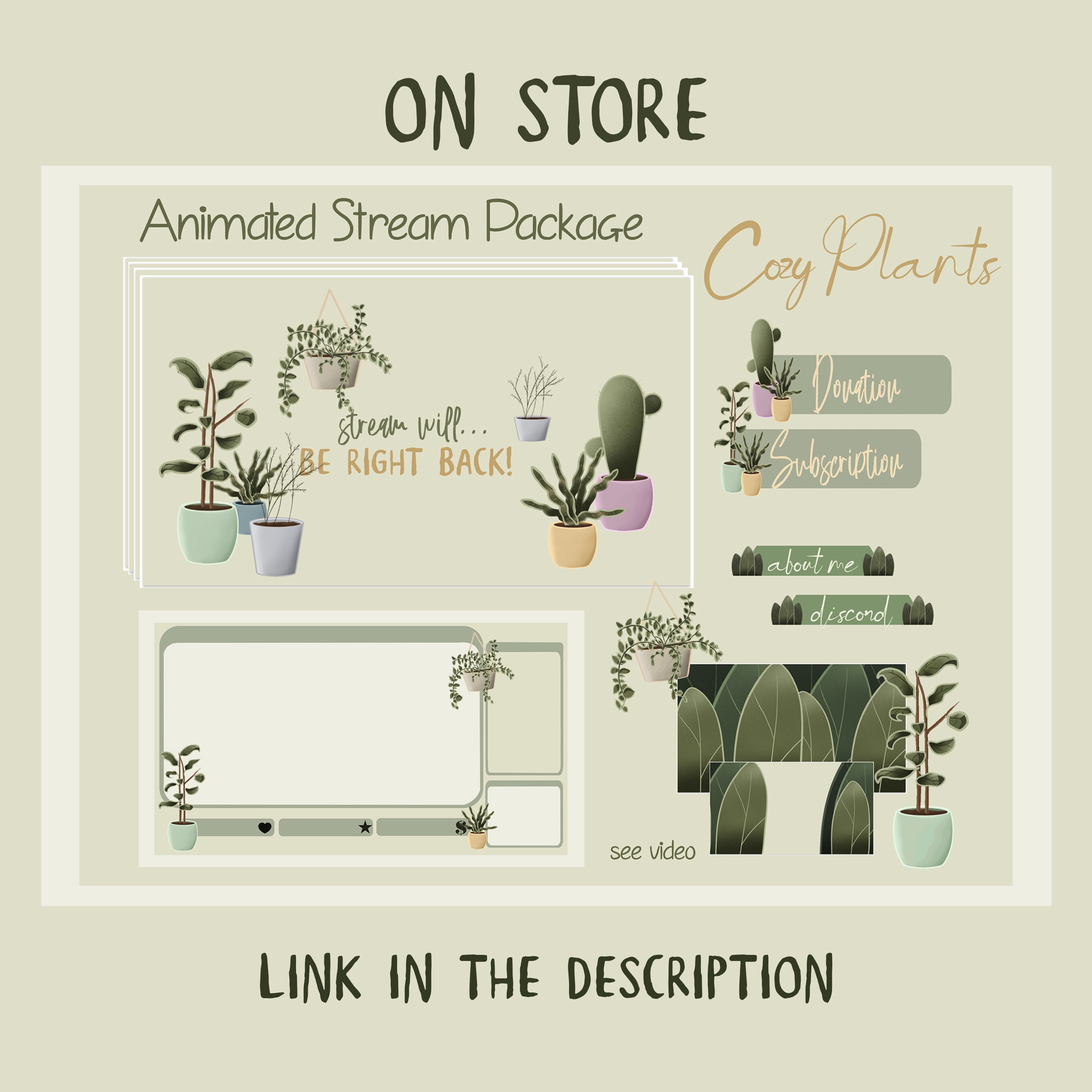 Cute Plants Stream Pack for Twitch, Cozy Complete Streaming Package ...