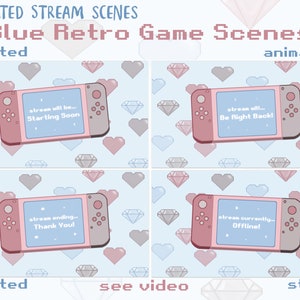Blue Retro Game Stream Pack for Twitch, Twitch Overlay, Complete ...