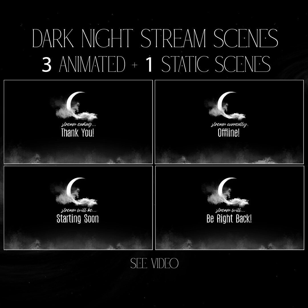 Dark Moon Stream Animated Scenes, Animated Screens, Dark Theme - Etsy