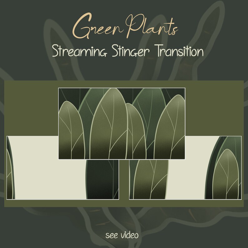 Cute Green Plants Twitch Overlay + Stinger Transition, Stream Overlays ...