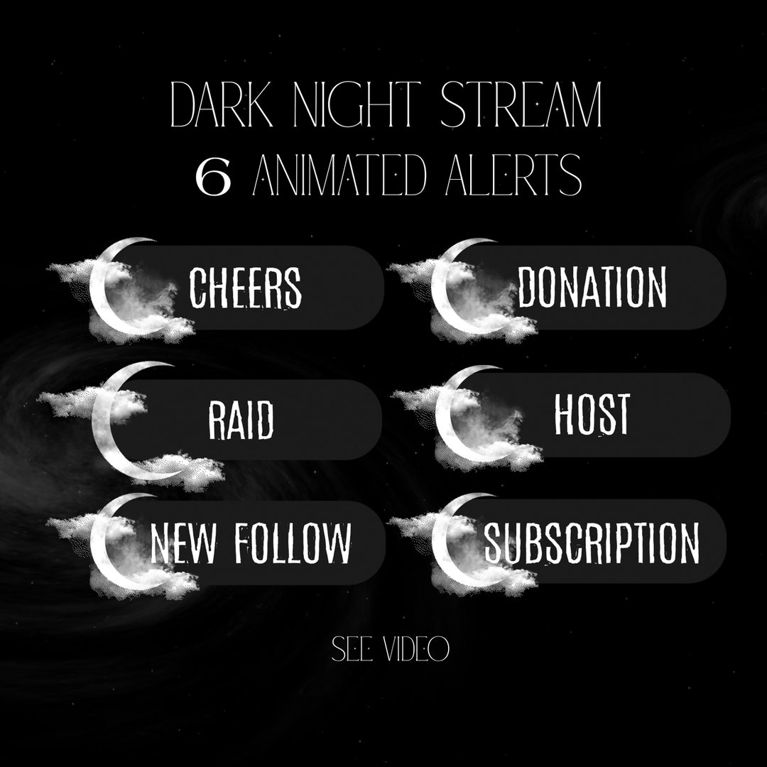 Dark Moon Animated Alerts, Dark Theme. - Etsy