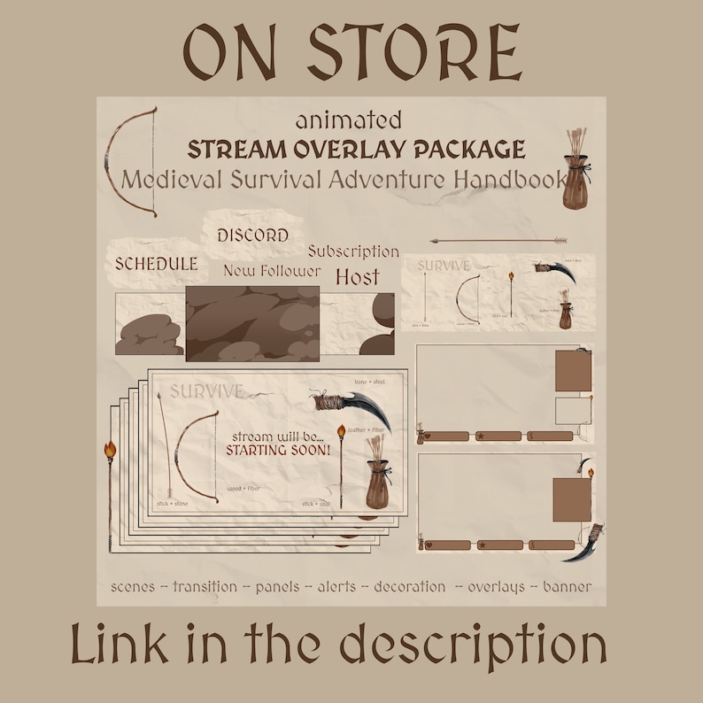 Animated Stream Overlay / Medieval Survival Handbook / Streaming Full ...