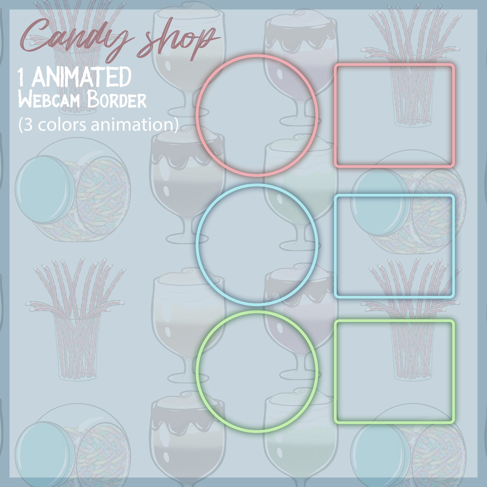 Cozy Candy Shop Stream Pack for Twitch, Twitch Overlay, Complete Streaming Package, Animated ...