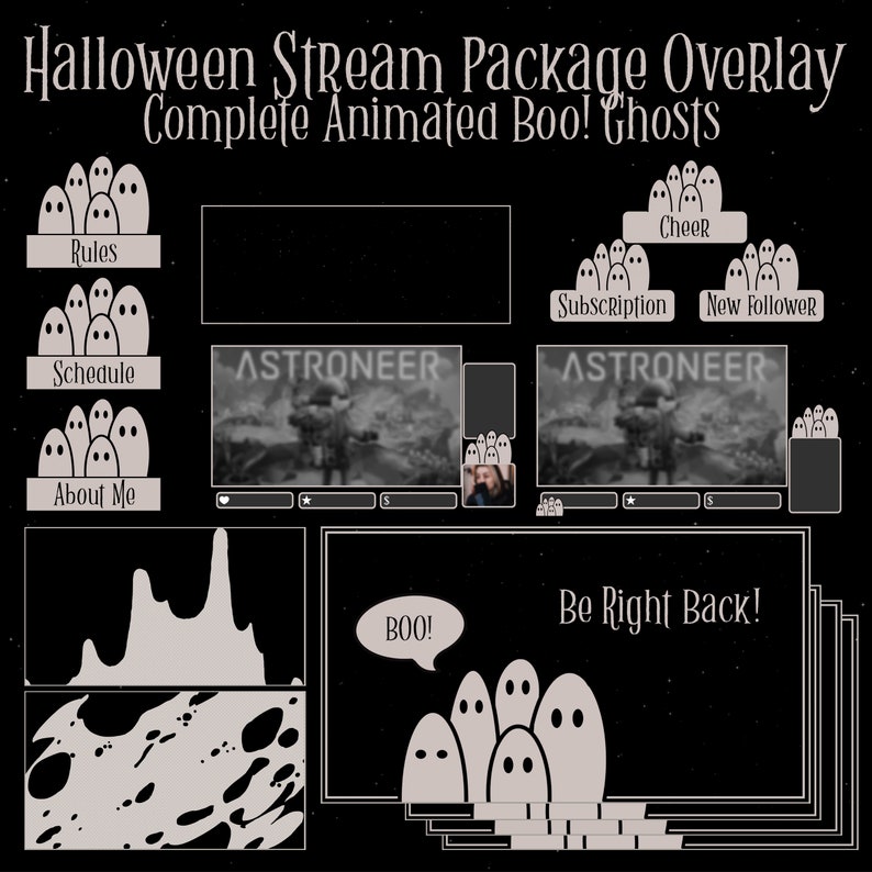 Boo Stream Overlay Package, Twitch Overlay, Ghosts Complete Streaming ...