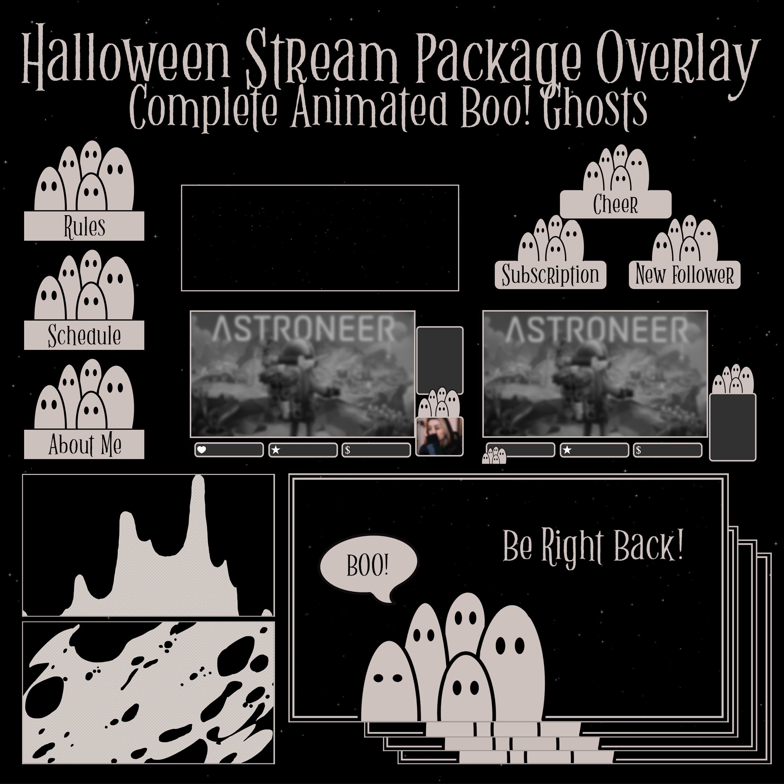 Boo Stream Overlay Package, Twitch Overlay, Ghosts Complete Streaming ...