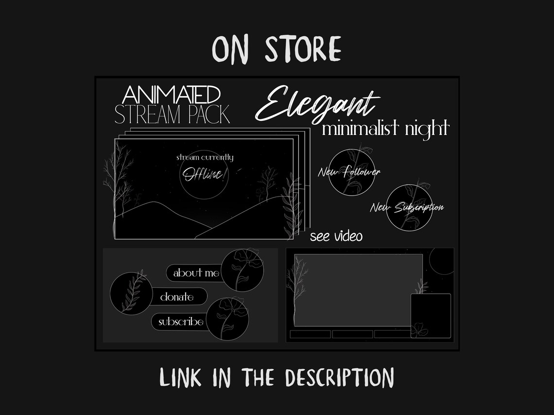 Animated Overlay + Animated Border Elegant Minimalist Night! for Twitch ...