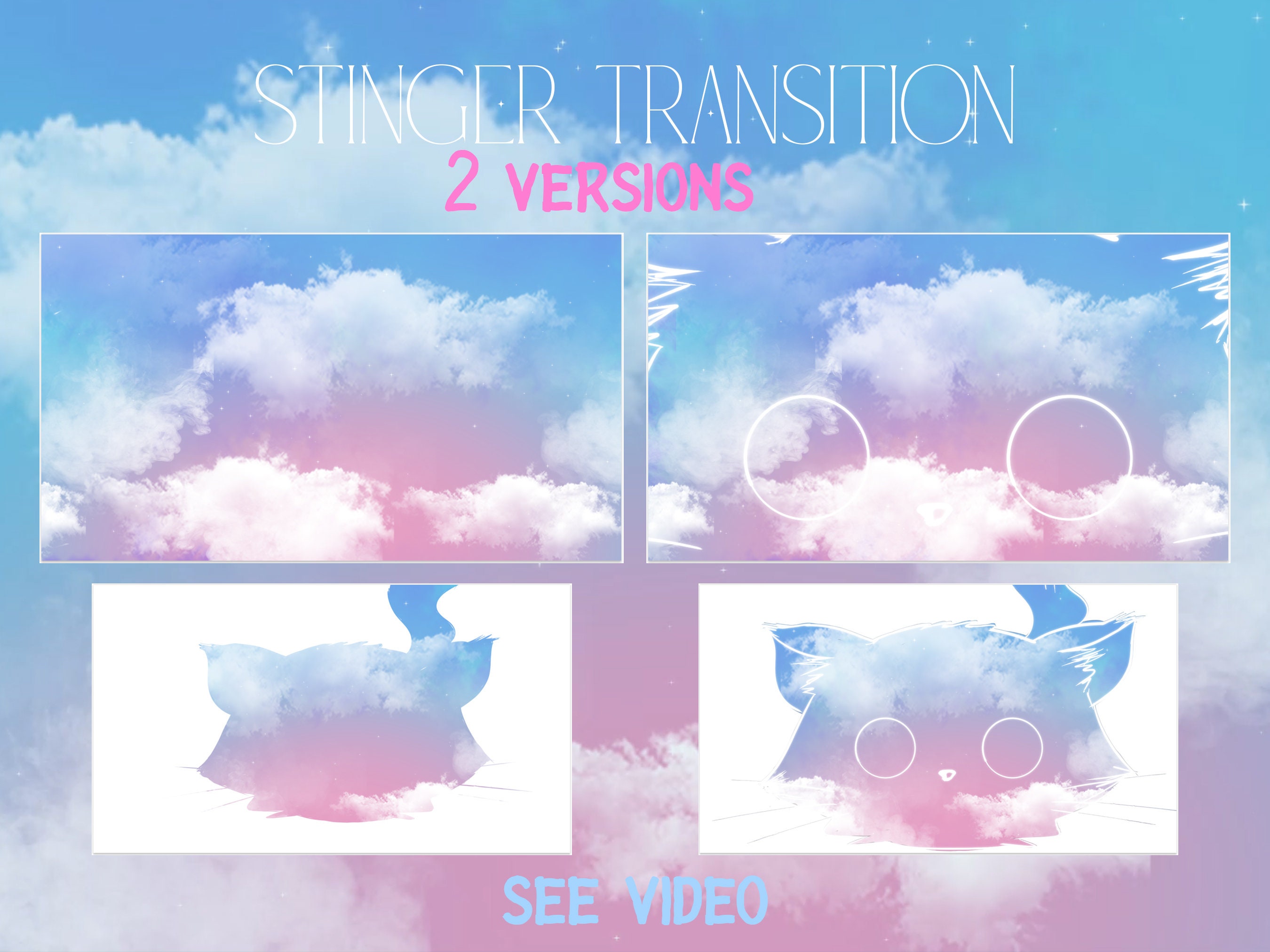 Pink Celestial Cat Stream Pack for Twitch, Twitch Overlay, Complete ...