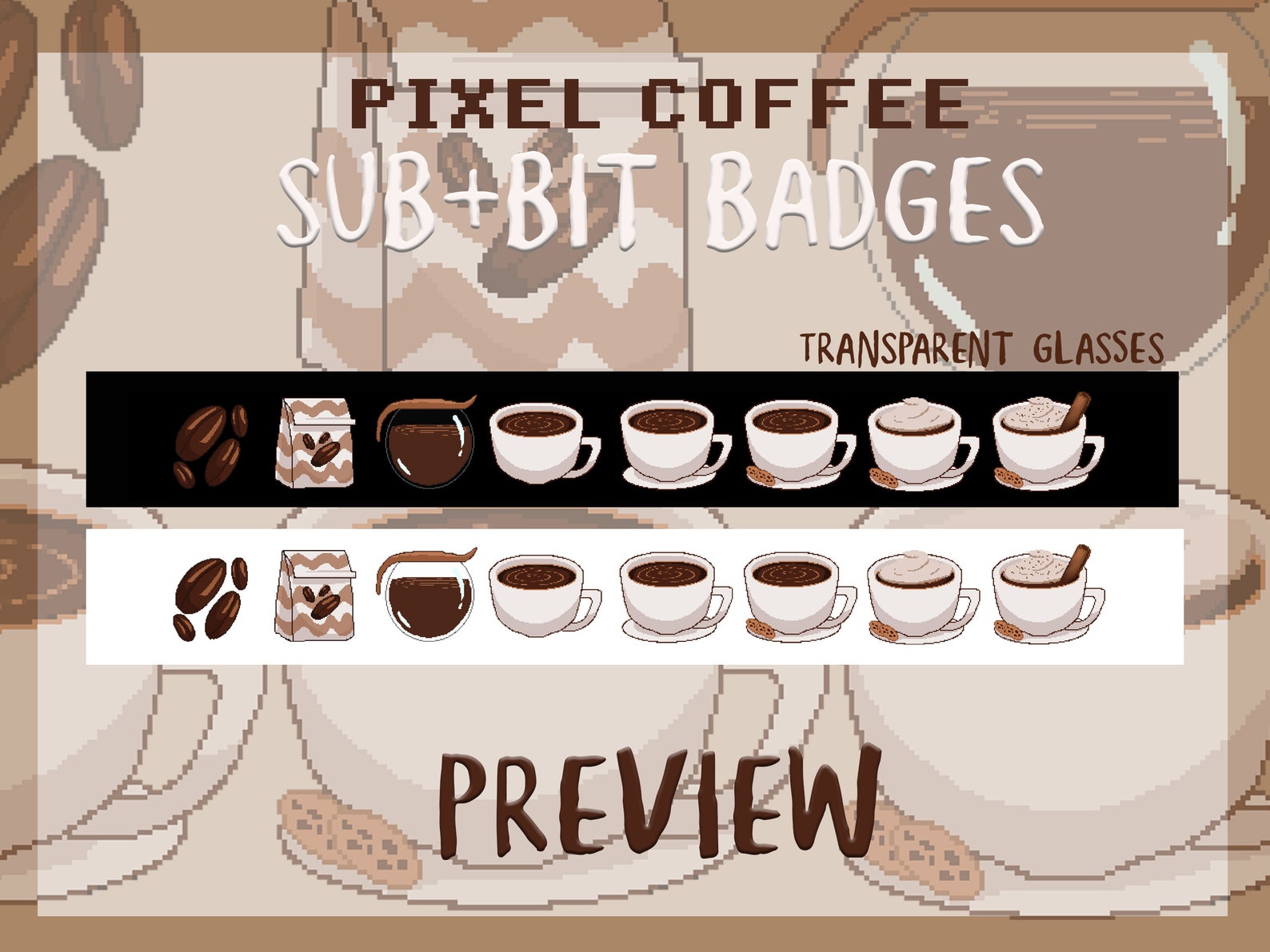 8 PIXEL ART COFFEE Twitch Sub Badges / Cheer Bit Badges / Emote ...