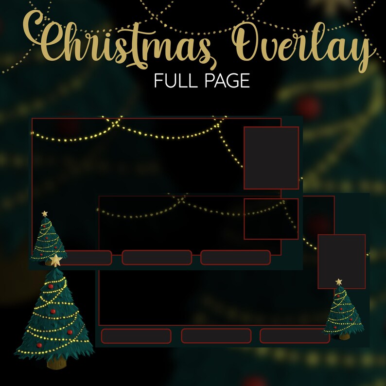 Christmas Stream Overlay Package, Green Christmas Tree, Twitch Overlay ...