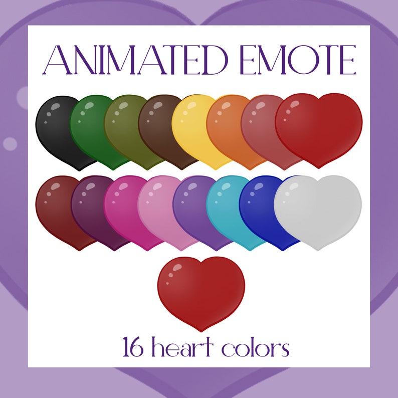 Twitch Animated Emote and Decoration / 16 Colors Heart Animated Emotes ...