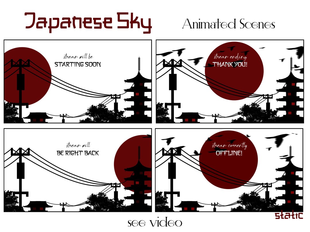Japanese Sky Stream, Animated Scenes Stinger Transition - Etsy