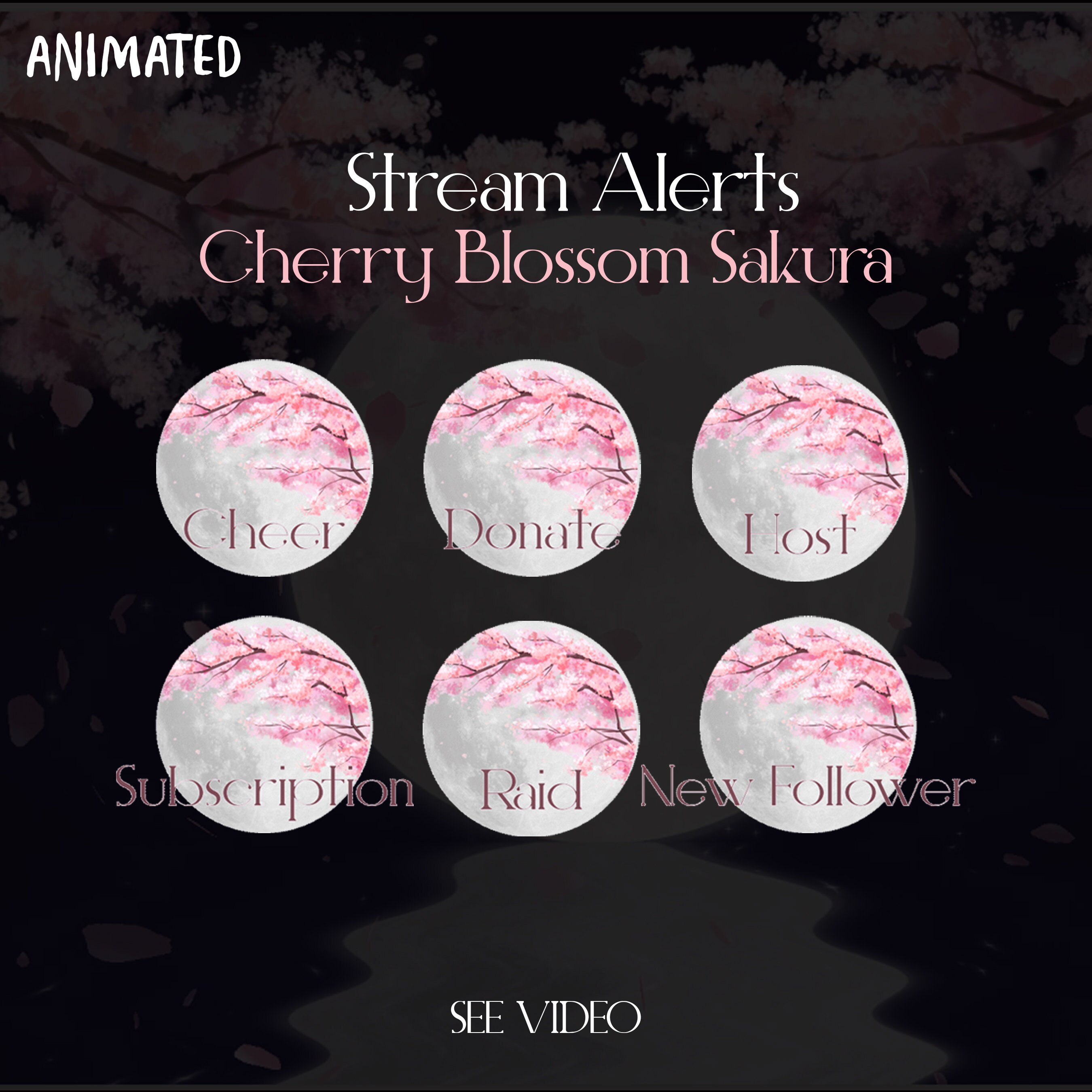 Cherry Blossom Sakura Stream Pack for Twitch, Twitch Overlay, Complete ...