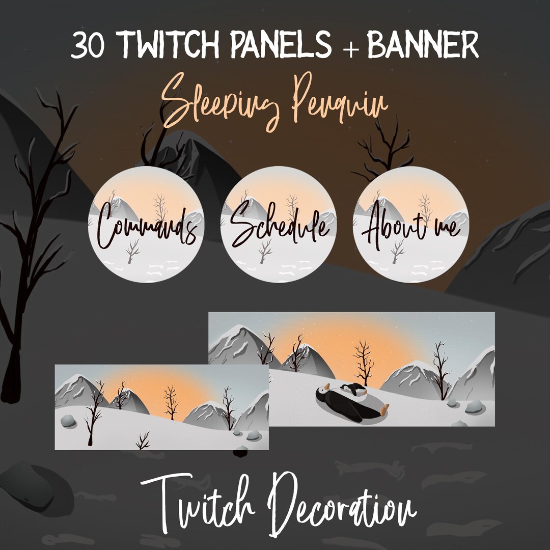 Sleeping Penguin Stream Overlay, Christmas 30 Labels + Twitch Banner - Etsy