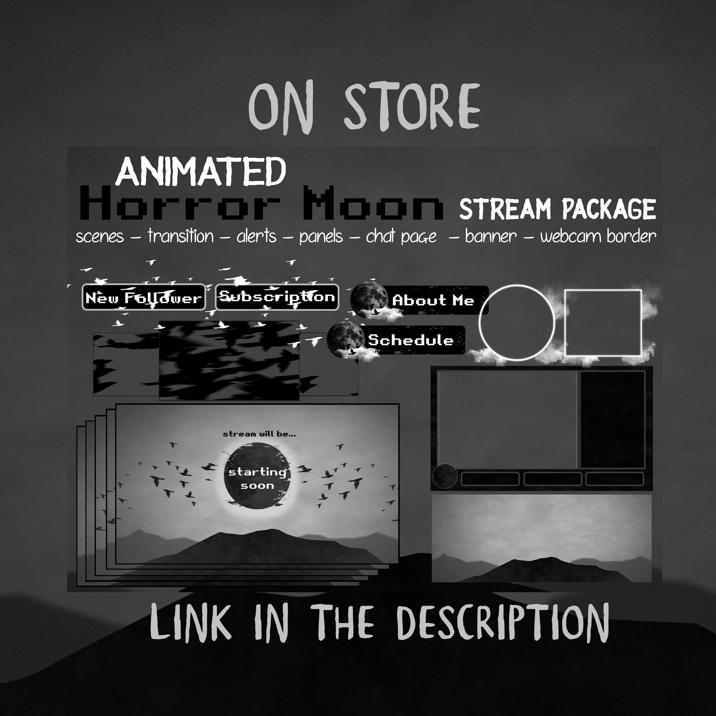 Halloween Raven Stream Overlay Horror Moon Goth, Webcam Border, Overlay ...