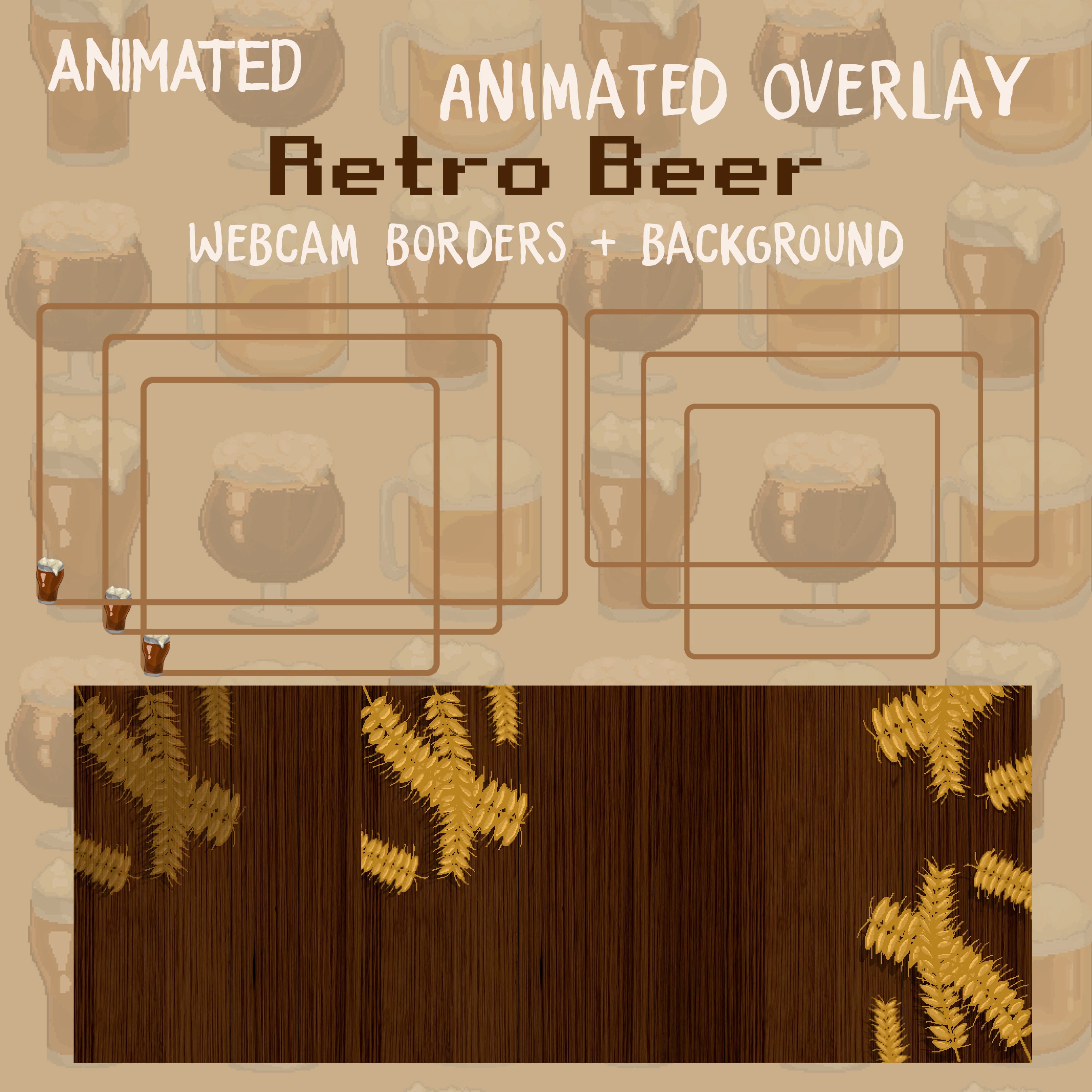 Retro Beer Stream Overlay Package, Twitch Overlay, Complete Streaming ...
