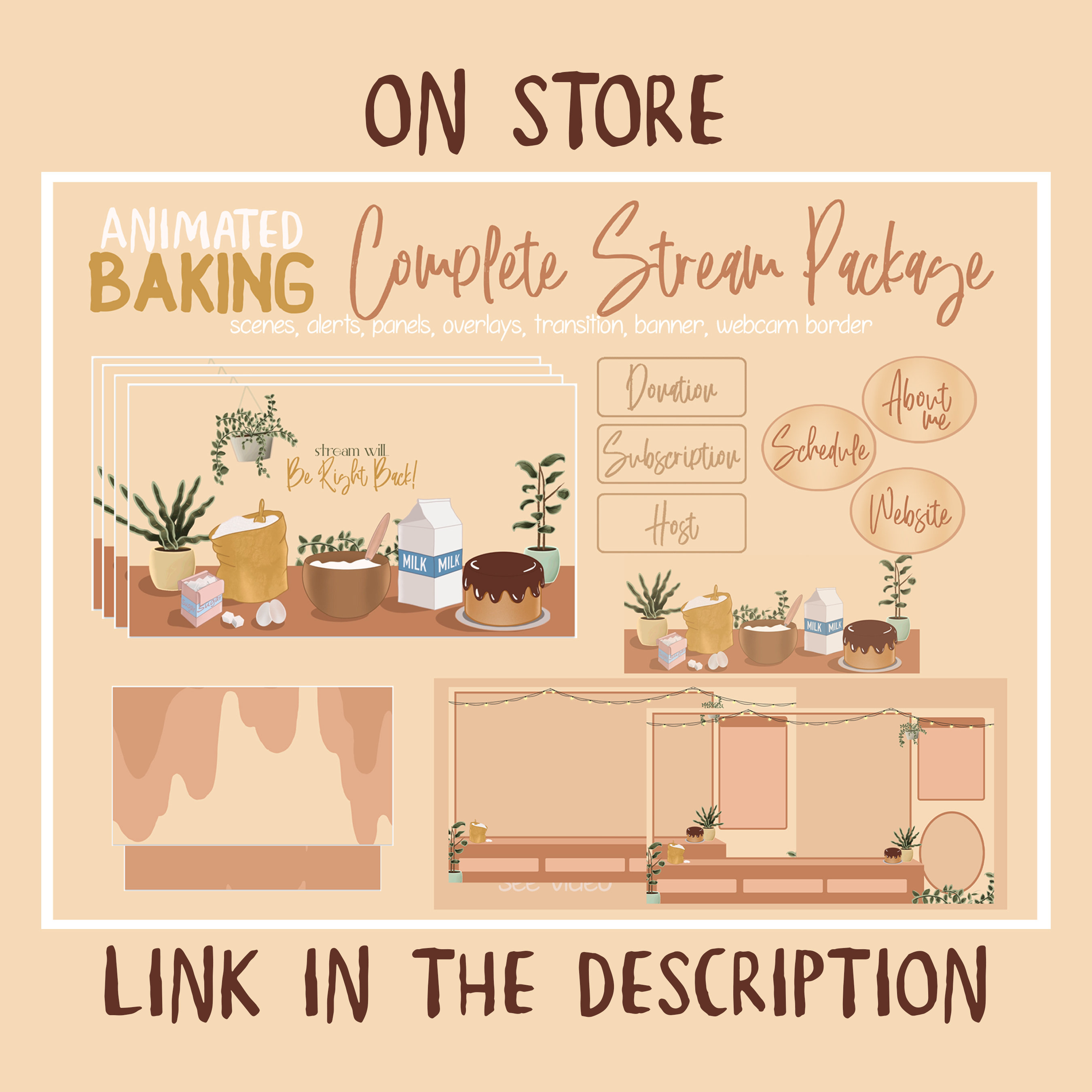 Cute Baking Stream Pack for Twitch, Twitch Overlay, Complete Streaming ...