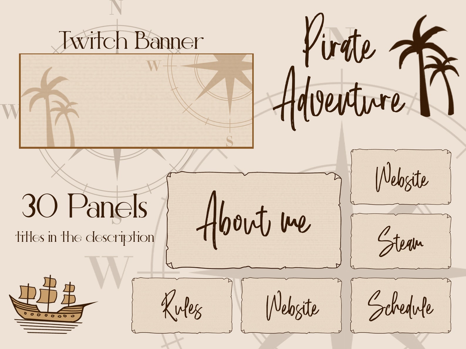 Pirate Adventure Stream Pack for Twitch, Complete Streaming Package ...