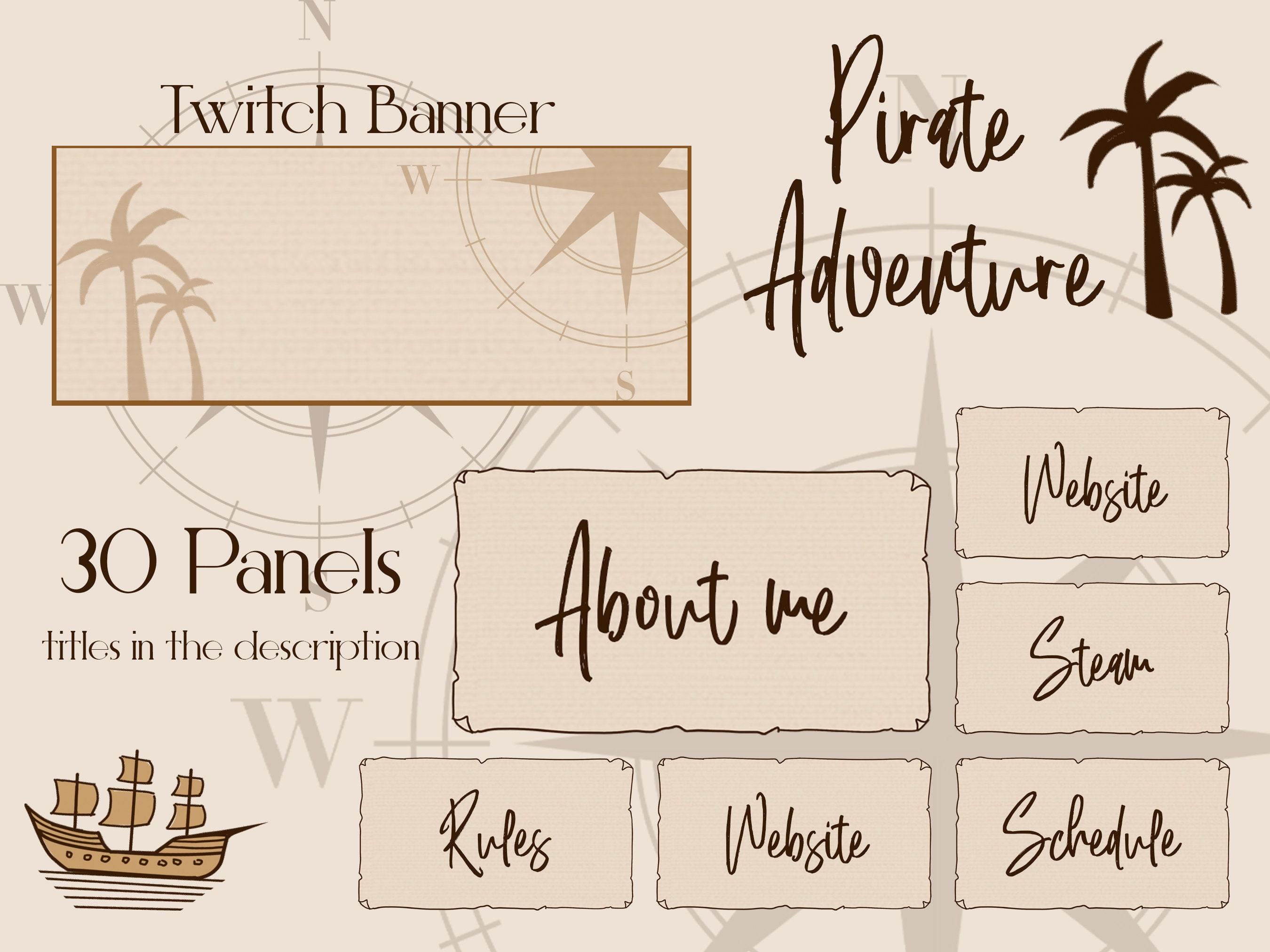 Pirate Adventure Stream Pack for Twitch, Complete Streaming Package ...