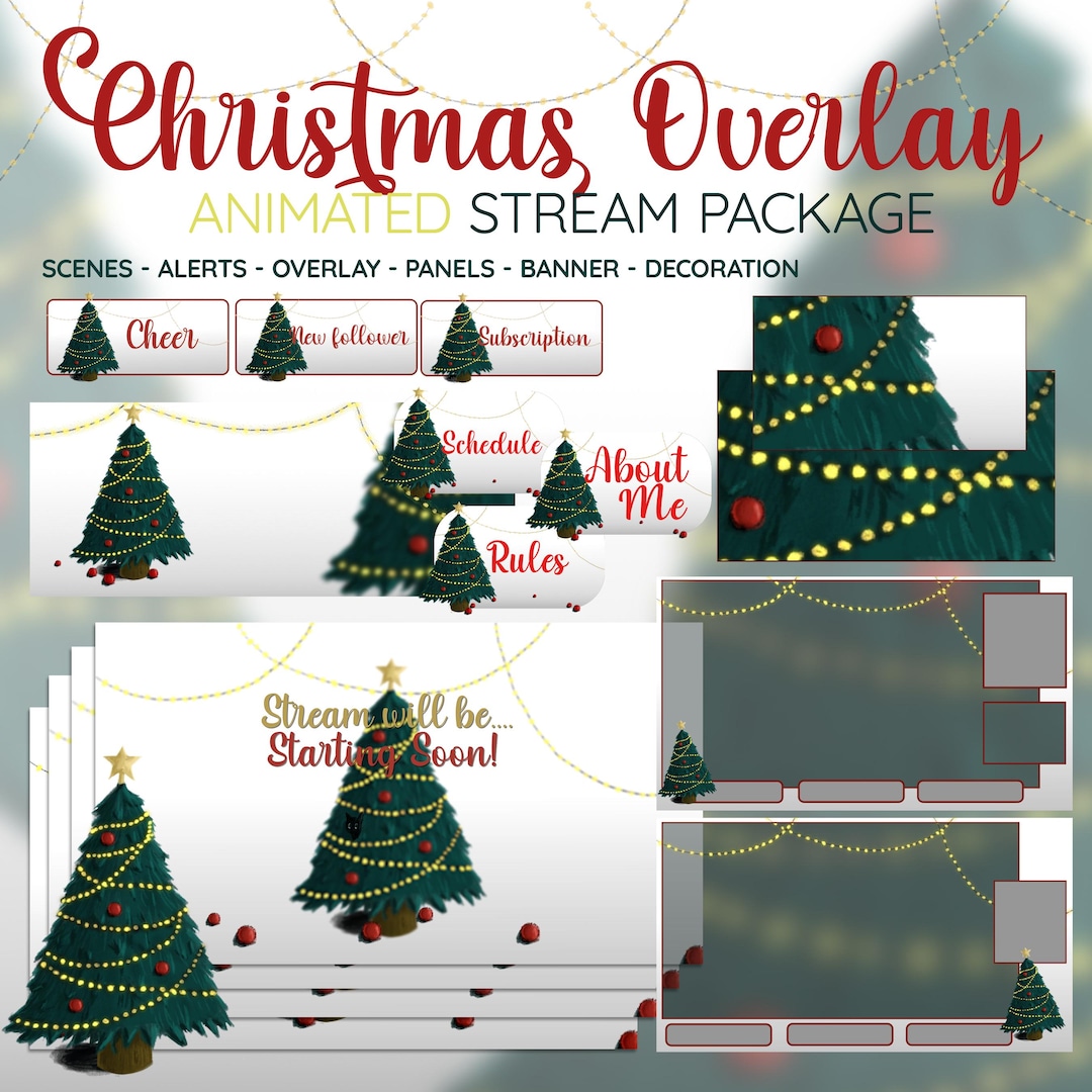 Christmas Stream Overlay Package, White Christmas Tree, Twitch Overlay ...