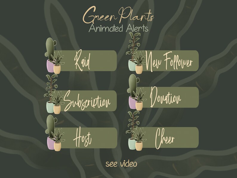 Cute Green Plants Stream Pack for Twitch Complete Streaming - Etsy
