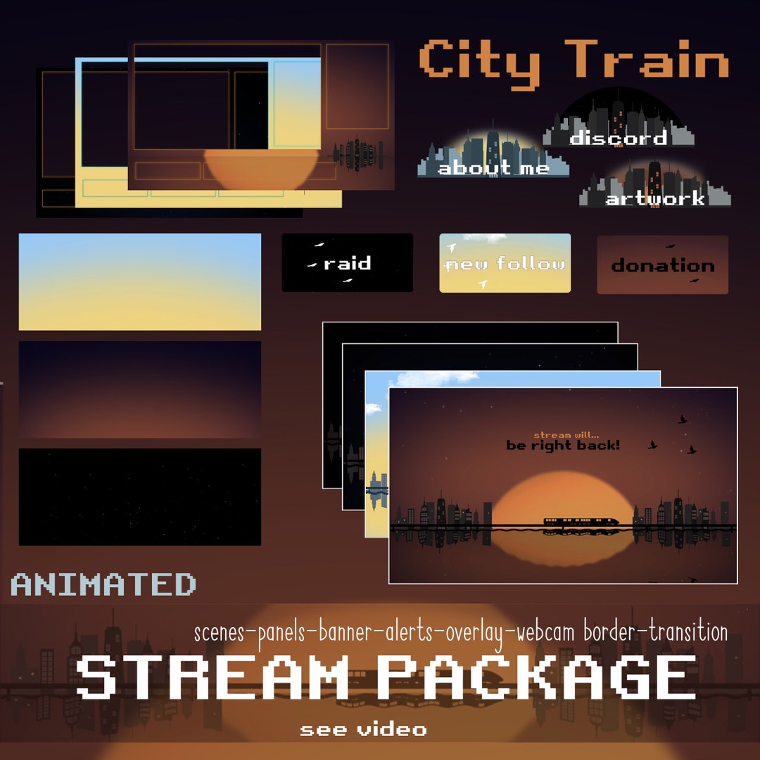 Retro City Train Stream Pack for Twitch, Twitch Overlay, Complete ...