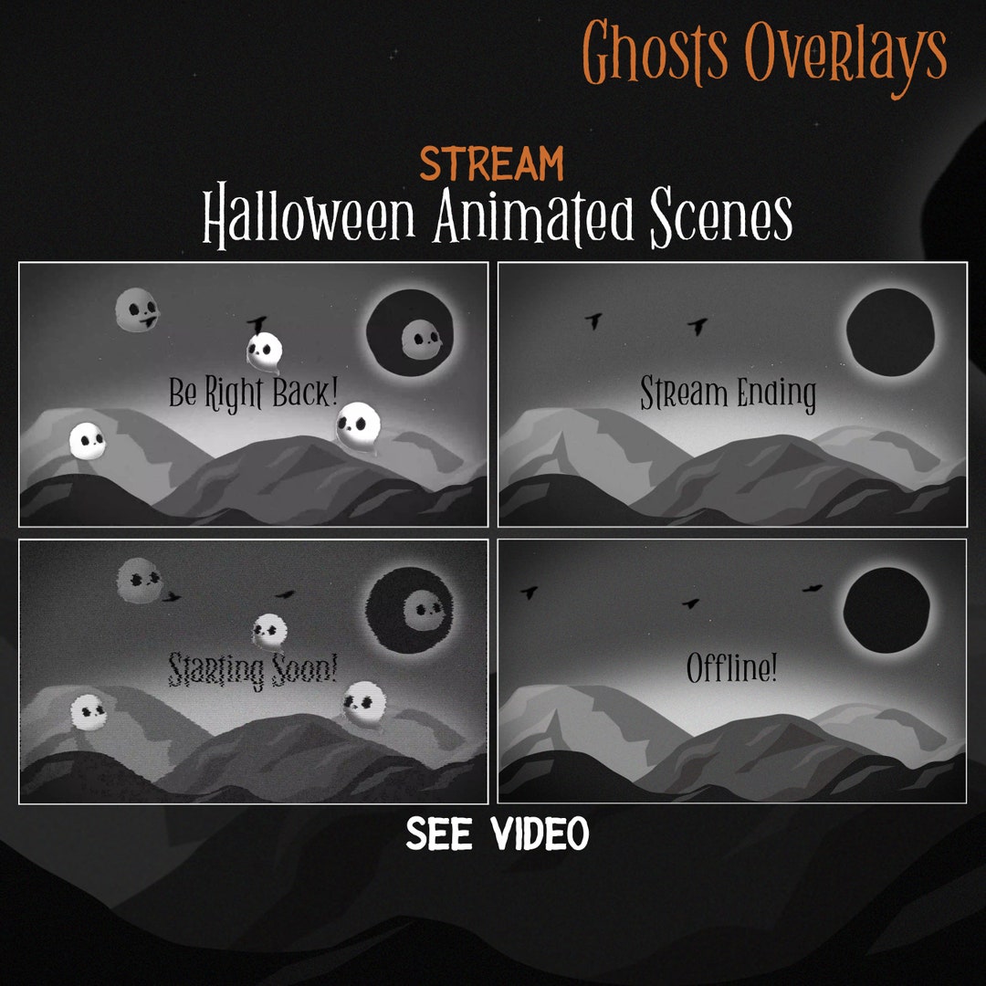 Halloween Stream Overlay, Ghosts Animated Scenes - Etsy