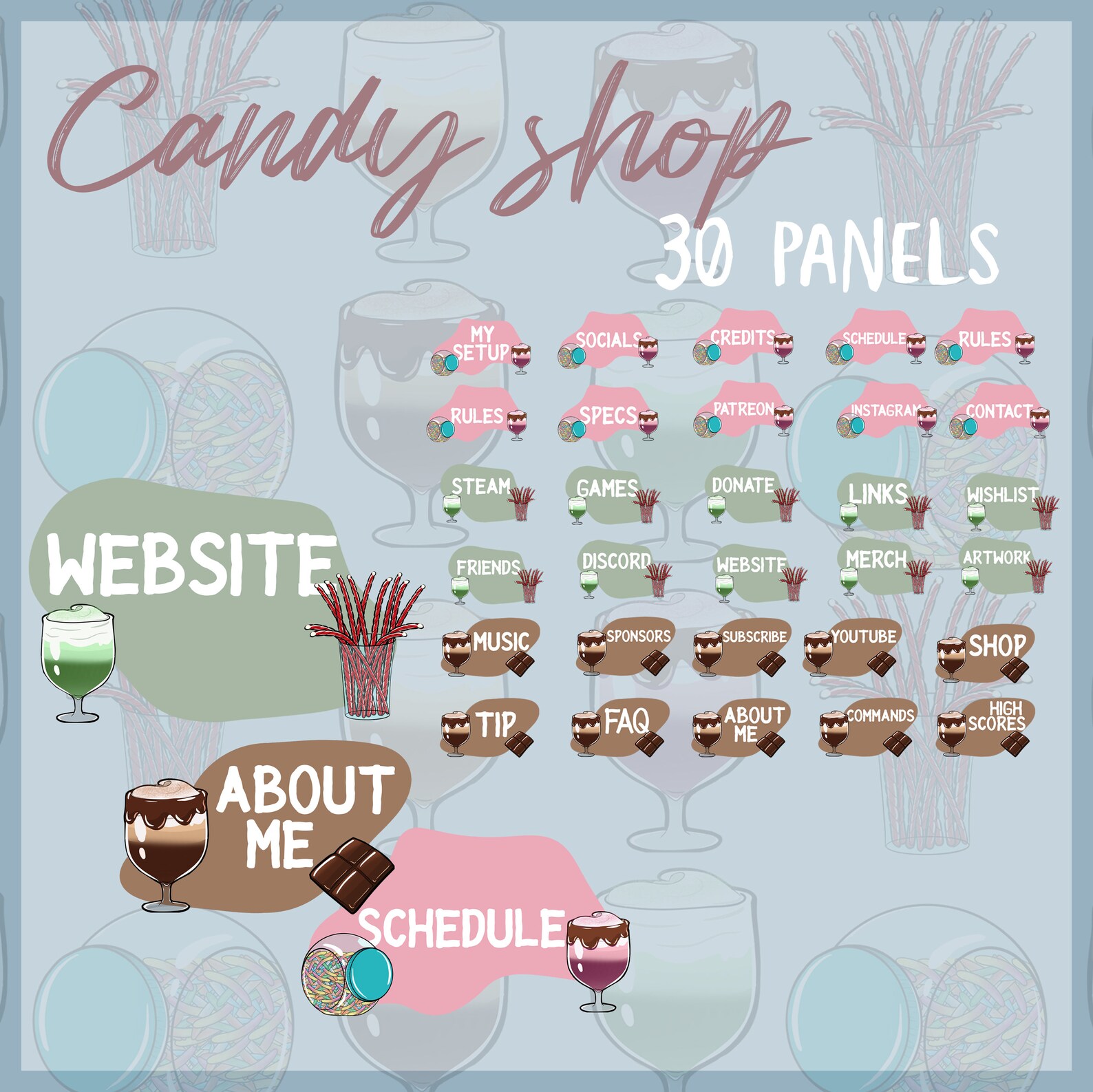 Cozy Candy Shop Stream Pack for Twitch, Complete Streaming Package ...