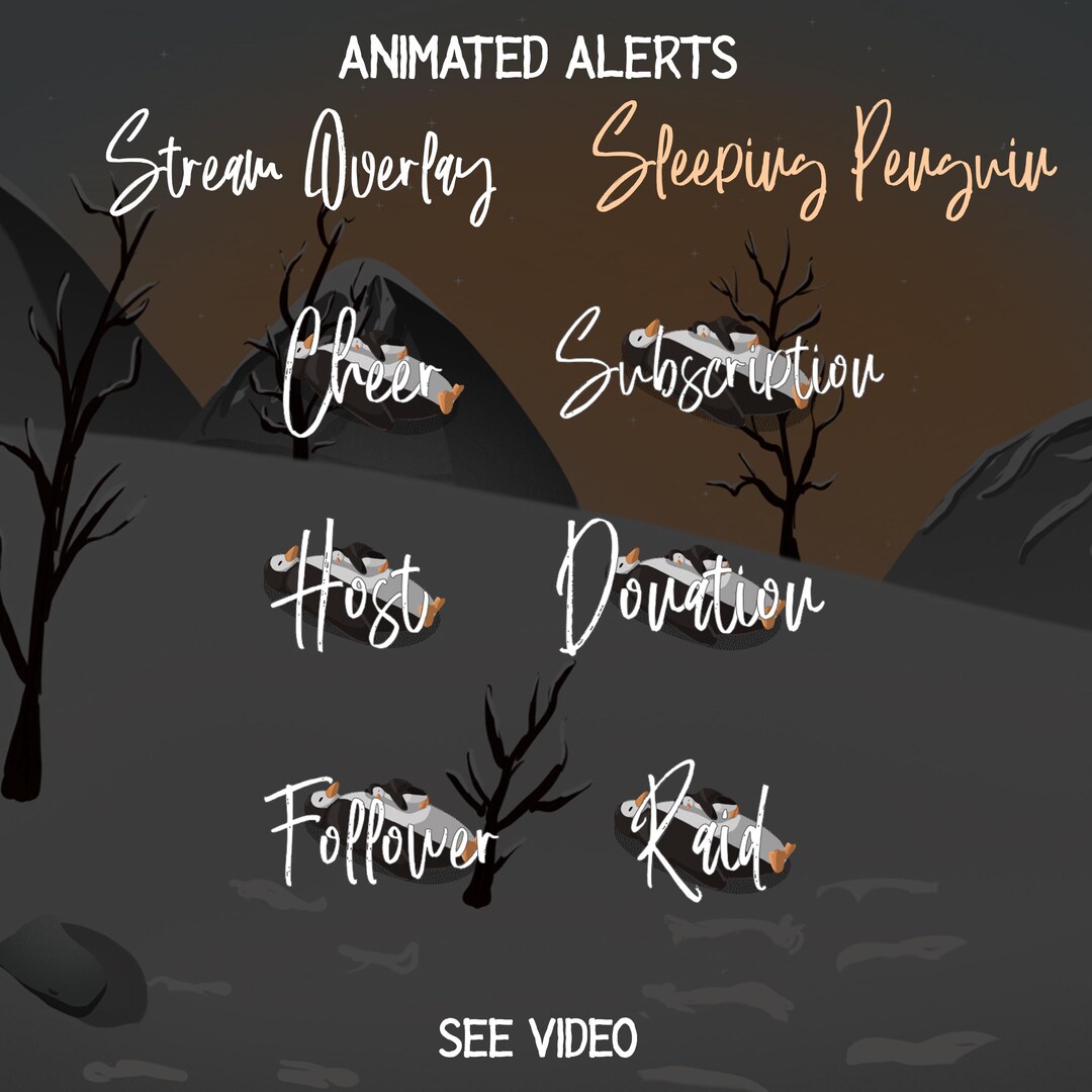 Sleeping Penguin Stream Overlays, Stream Alerts - Etsy