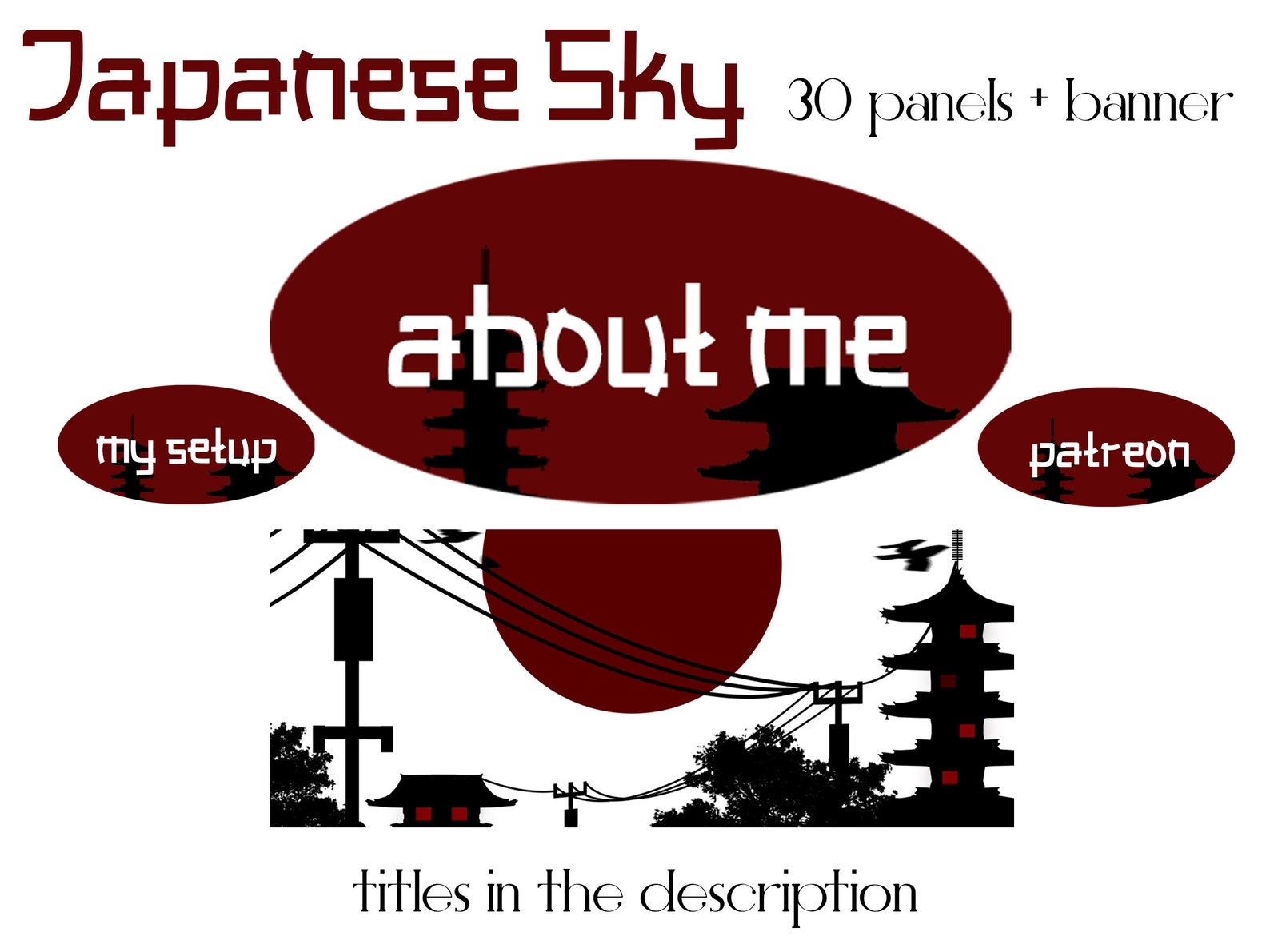 Japanese Sky Stream Pack for Twitch, Twitch Overlay, Complete Streaming ...