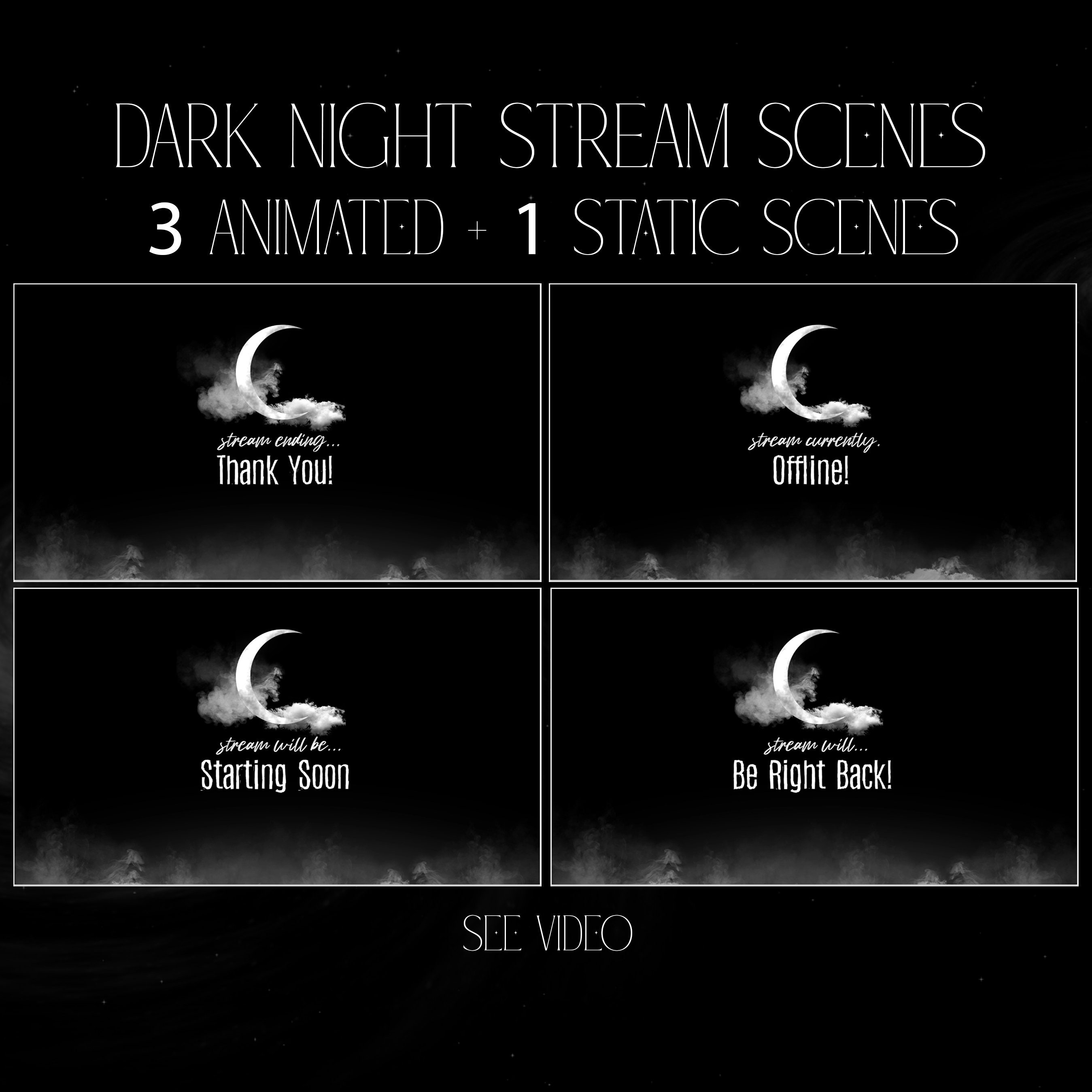 Dark Moon Stream Pack for Twitch, Twitch Overlay, Complete Streaming ...