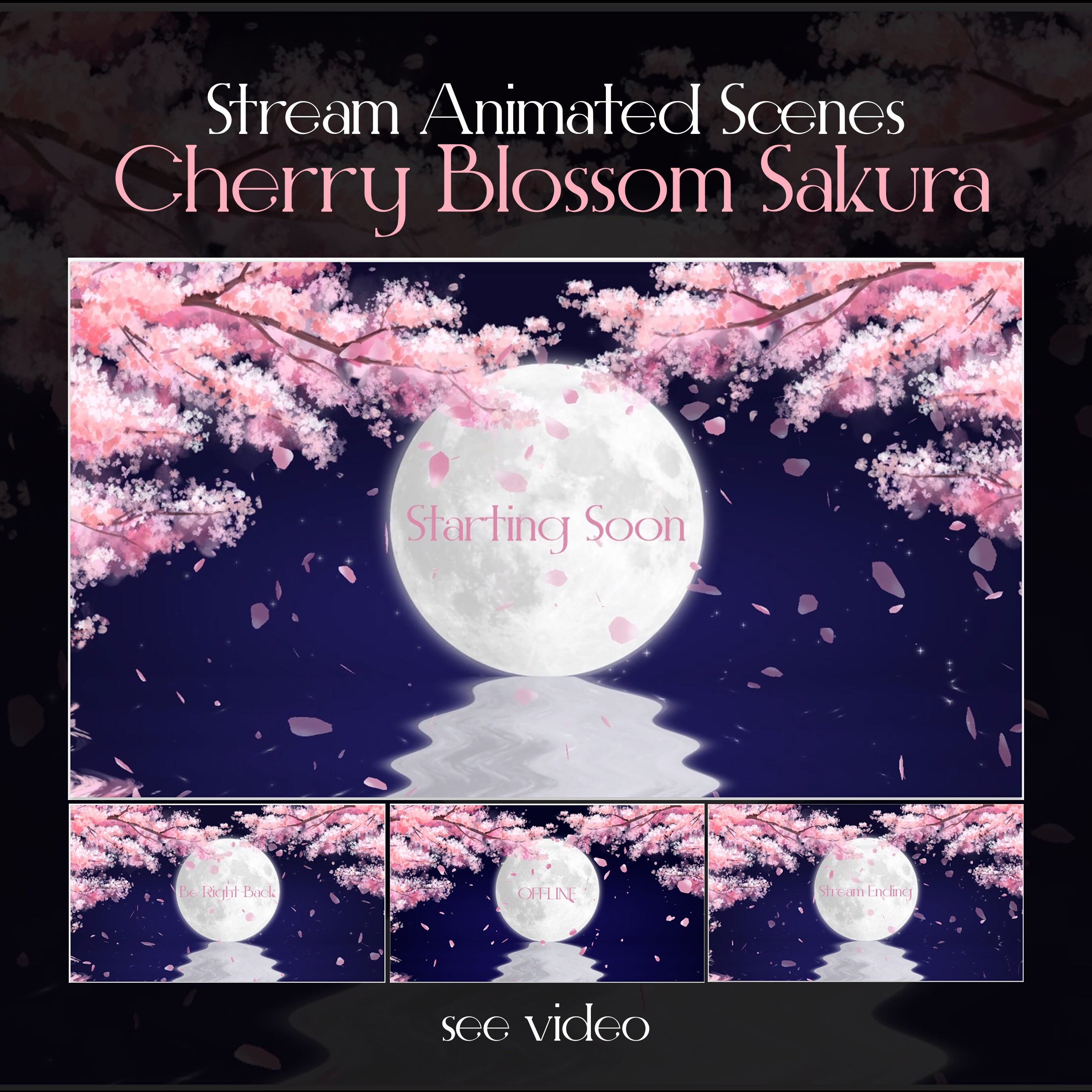 Cherry Blossom Sakura Stream Pack for Twitch, Twitch Overlay, Complete ...