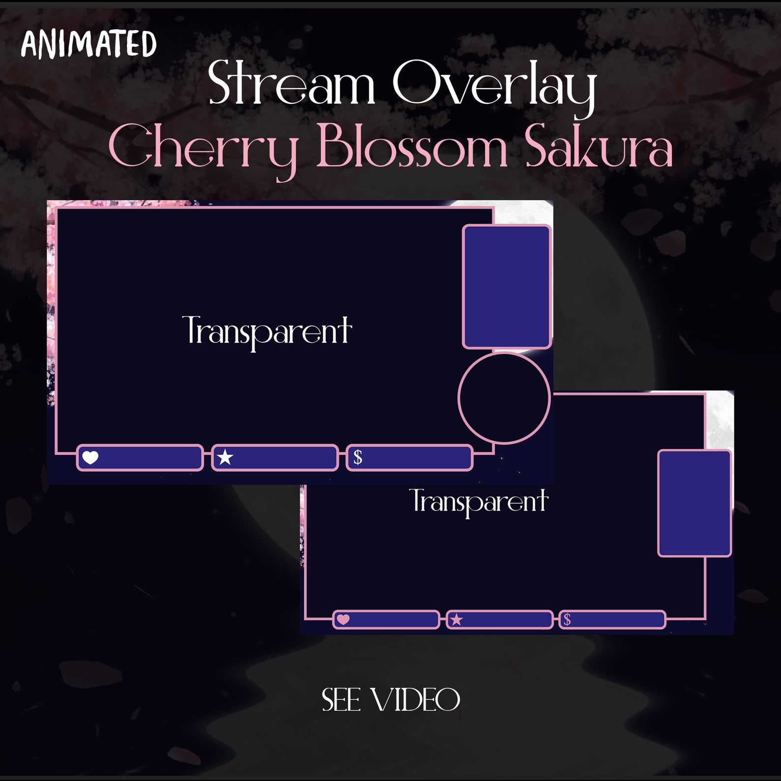 Cherry Blossom Sakura Stream Pack for Twitch, Twitch Overlay, Complete ...