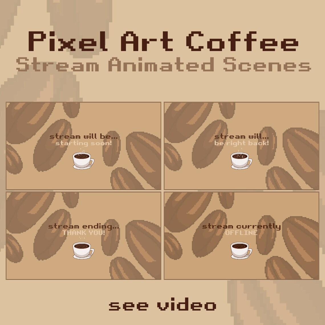 Pixel Art Coffee Animated Scenes, Stream Overlay, Twitch Overlay - Etsy UK