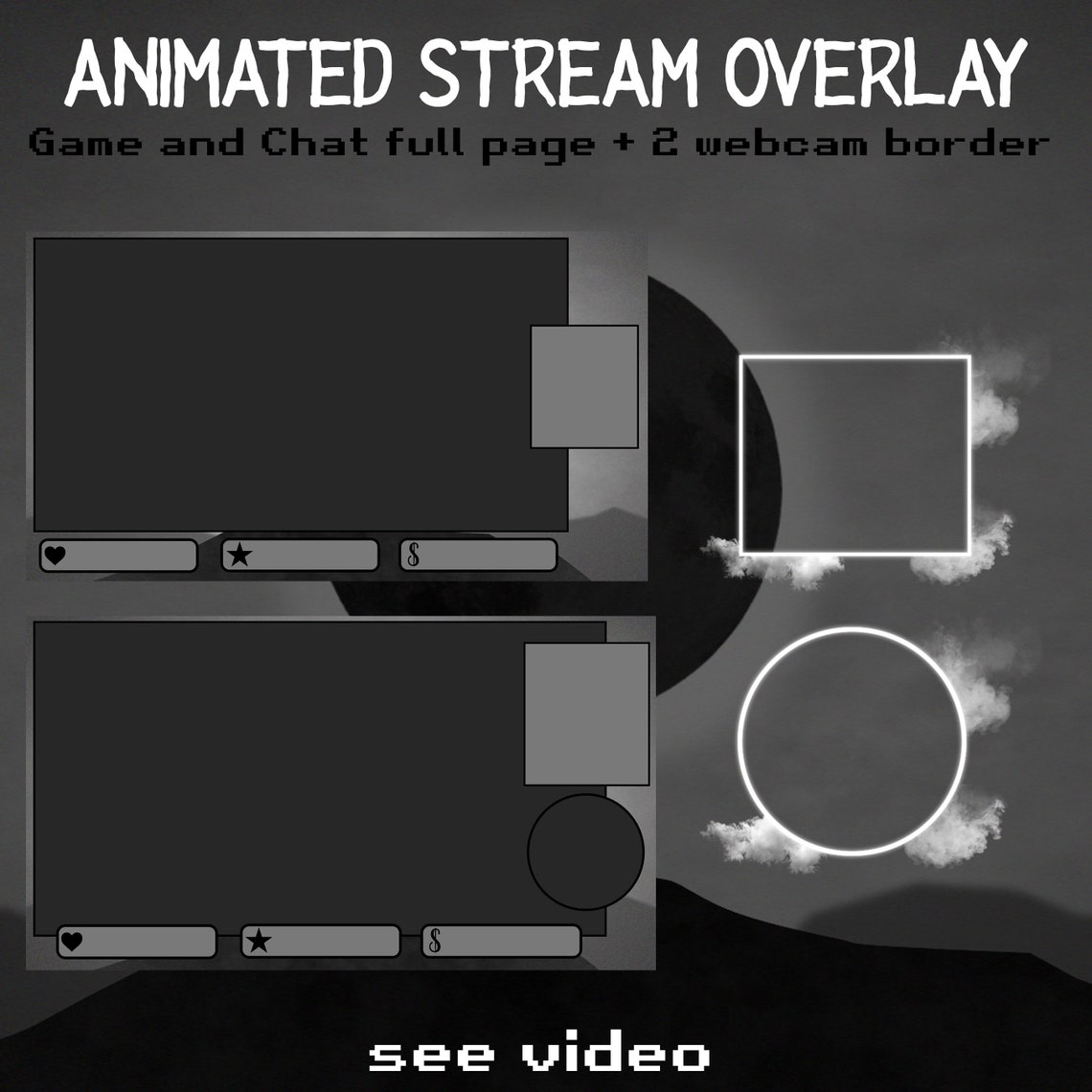 Halloween Raven Stream Overlay Horror Moon Goth, Webcam Border, Overlay ...