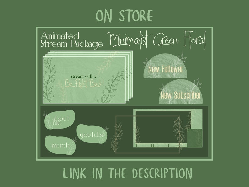 30 Panels Minimalist Green Floral! for Twitch and Other Platforms - Etsy