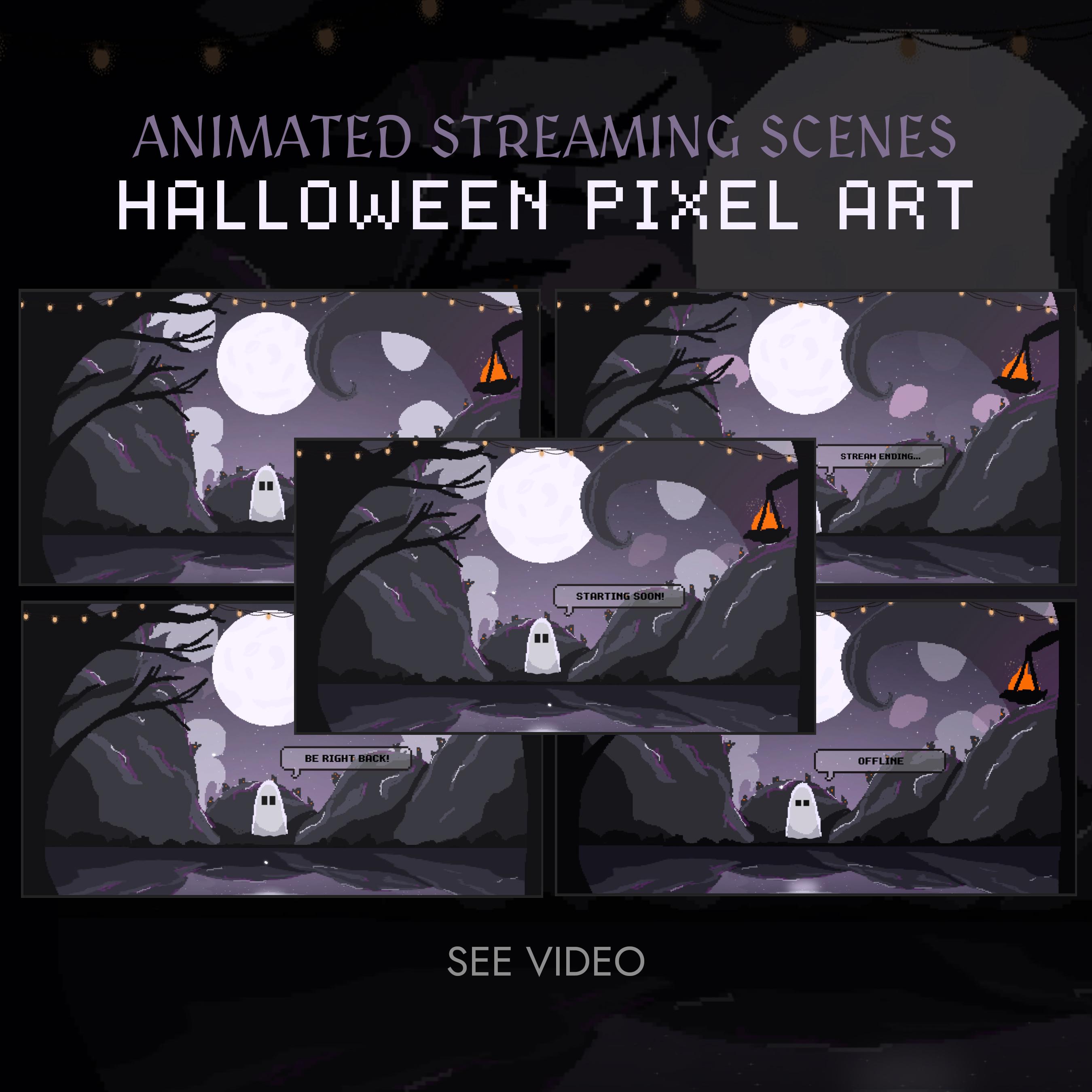 Halloween Pixel Art Stream Overlay Package Retro, Twitch Overlay ...