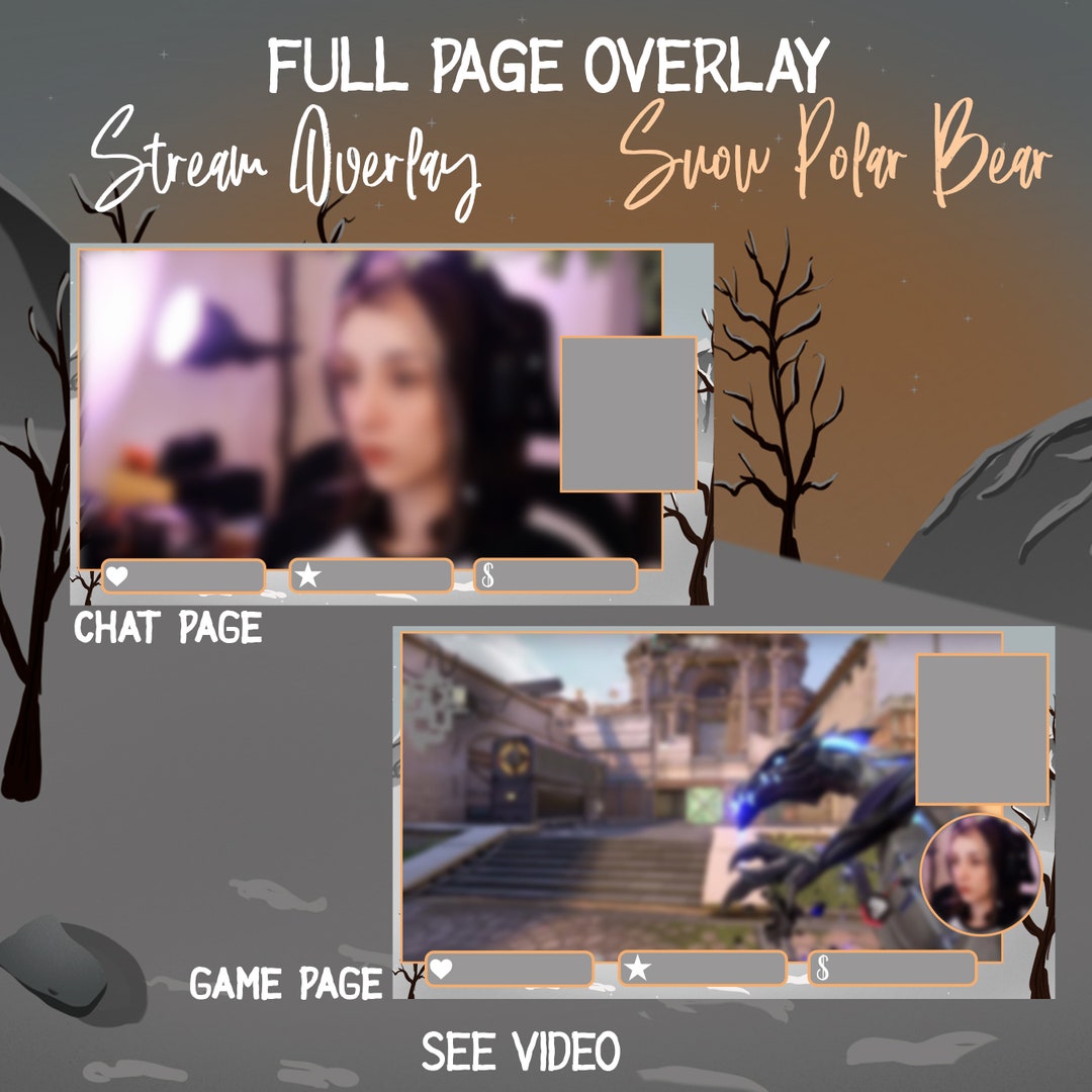 Snow Polar Bear Stream Overlay, Full Page Overlay - Etsy