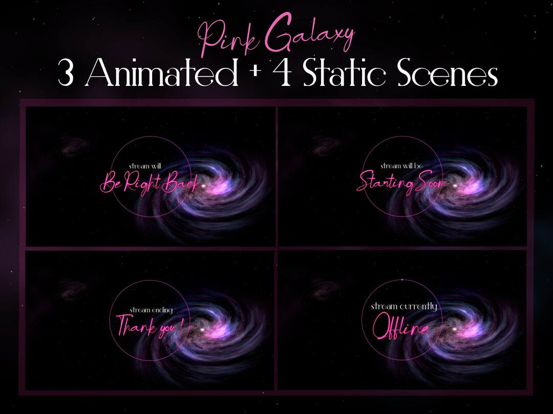 ANIMATED Streamer Scenes ! Celestial Pink Galaxy - Animated + Static ...