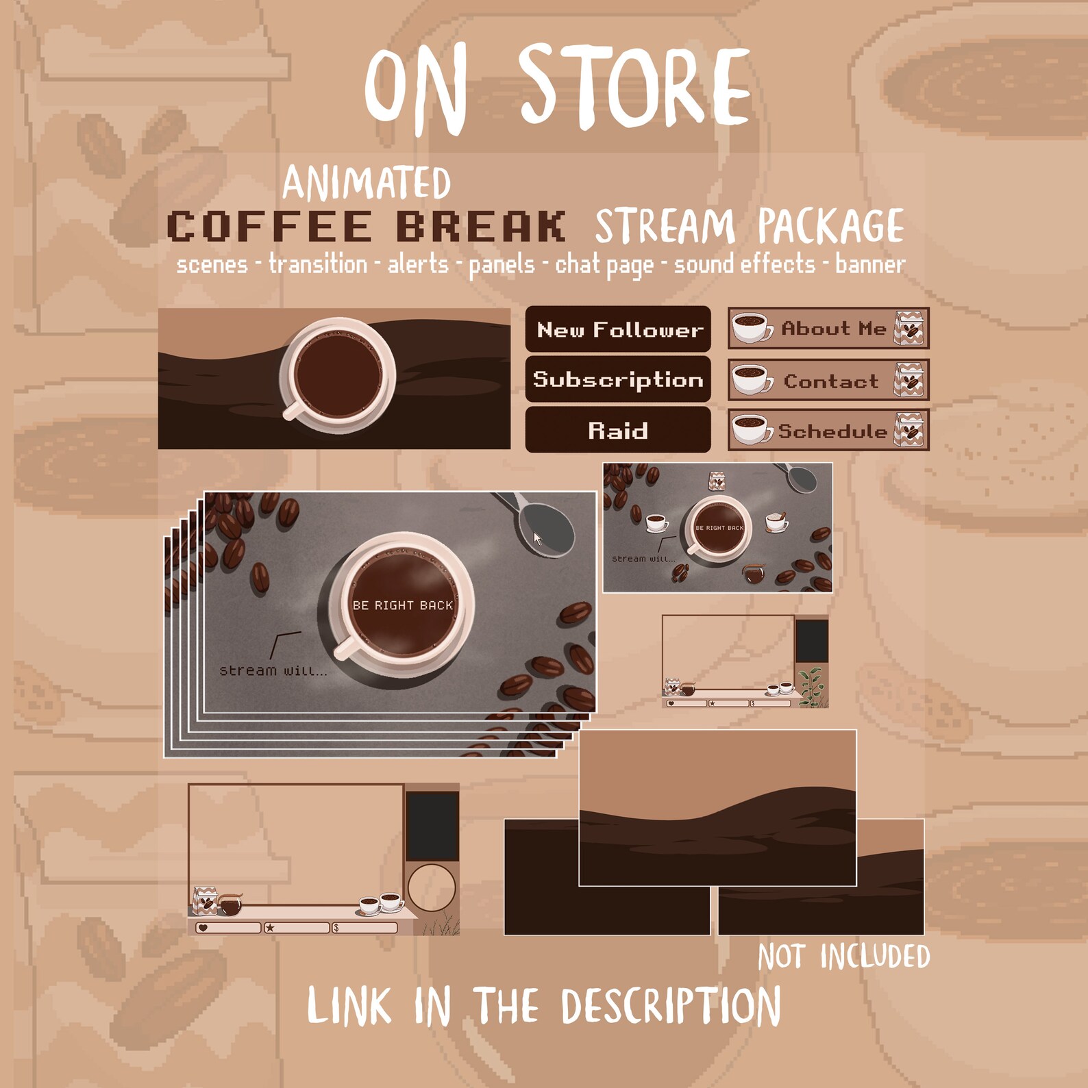 Retro Coffee Break Animated Overlay for Twitch, Overlay Set - Etsy