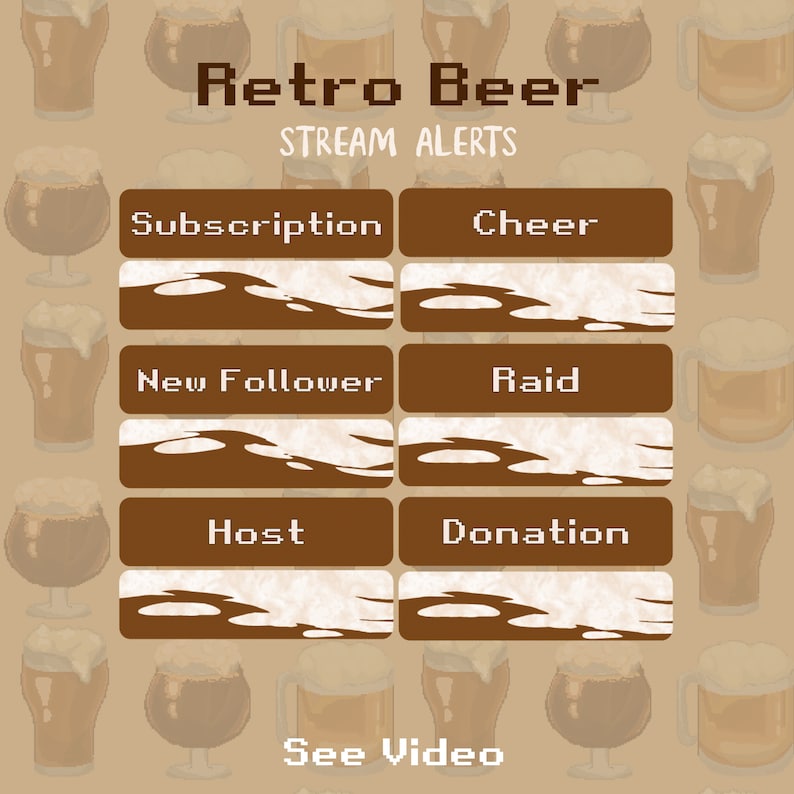 Retro Beer Stream Overlay Package, Twitch Overlay, Complete Streaming ...