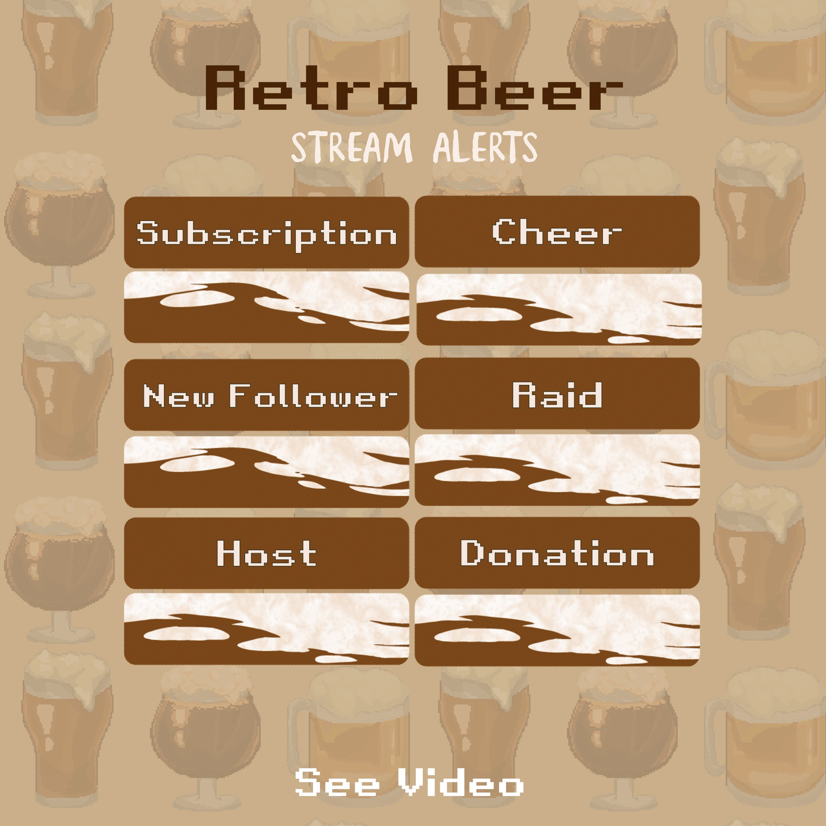 Retro Beer Stream Overlay Package, Twitch Overlay, Complete Streaming ...