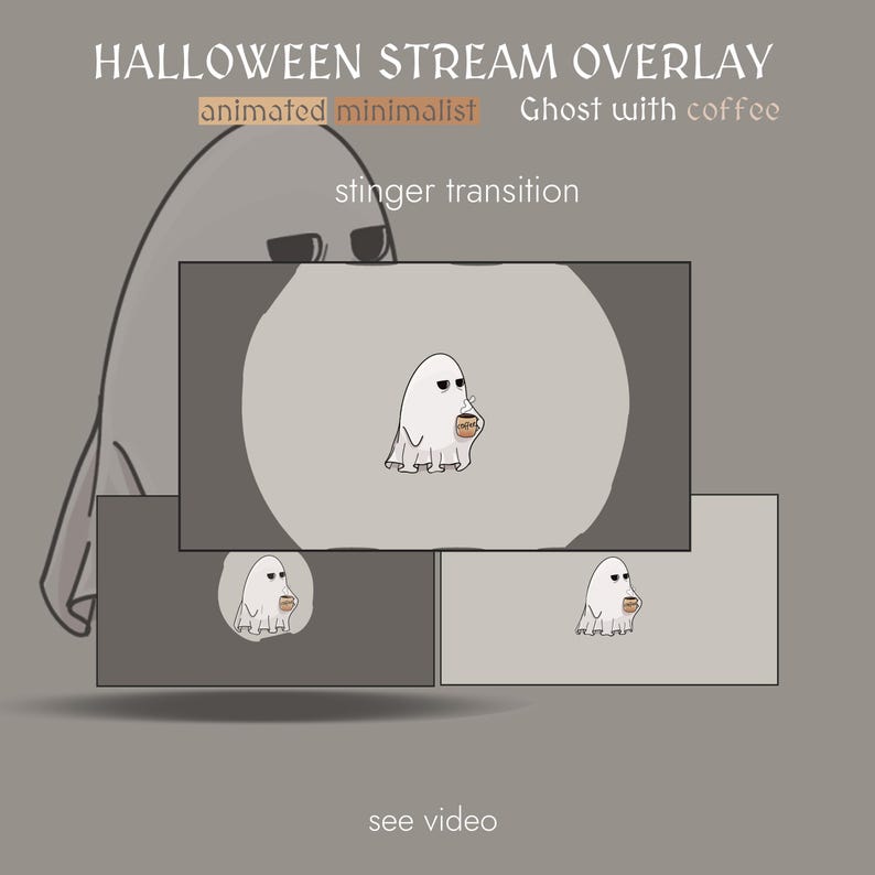 Halloween Minimalist Stream Overlay Stinger Transition, Ghost With ...