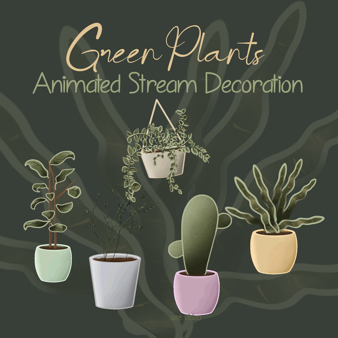 Cute Green Plants Stream Pack for Twitch, Twitch Overlay, Complete ...