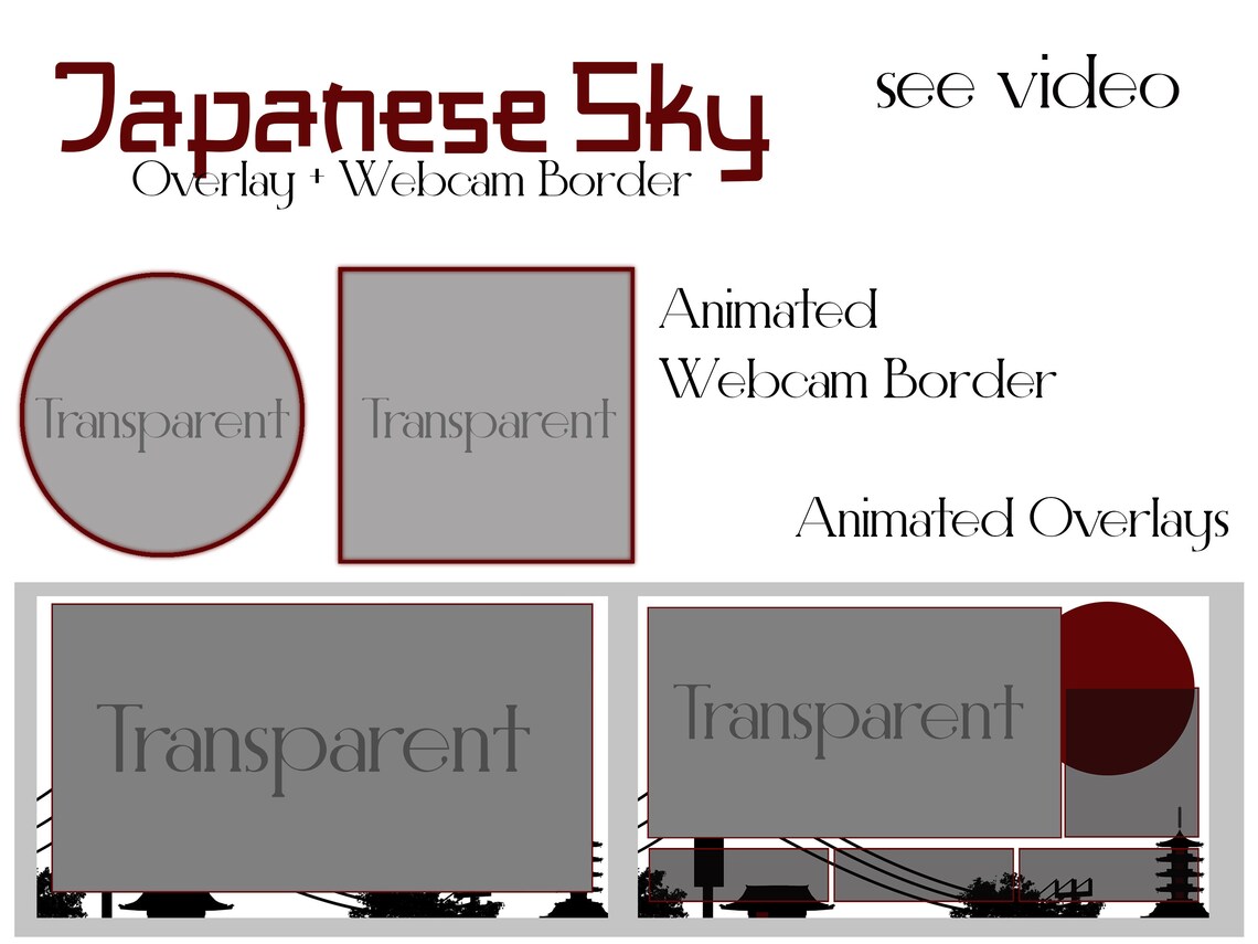 Japanese Sky Stream Pack for Twitch, Twitch Overlay, Complete Streaming ...