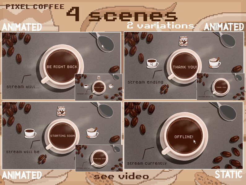 Retro Coffee Break Animated Scenes for Twitch Animated - Etsy