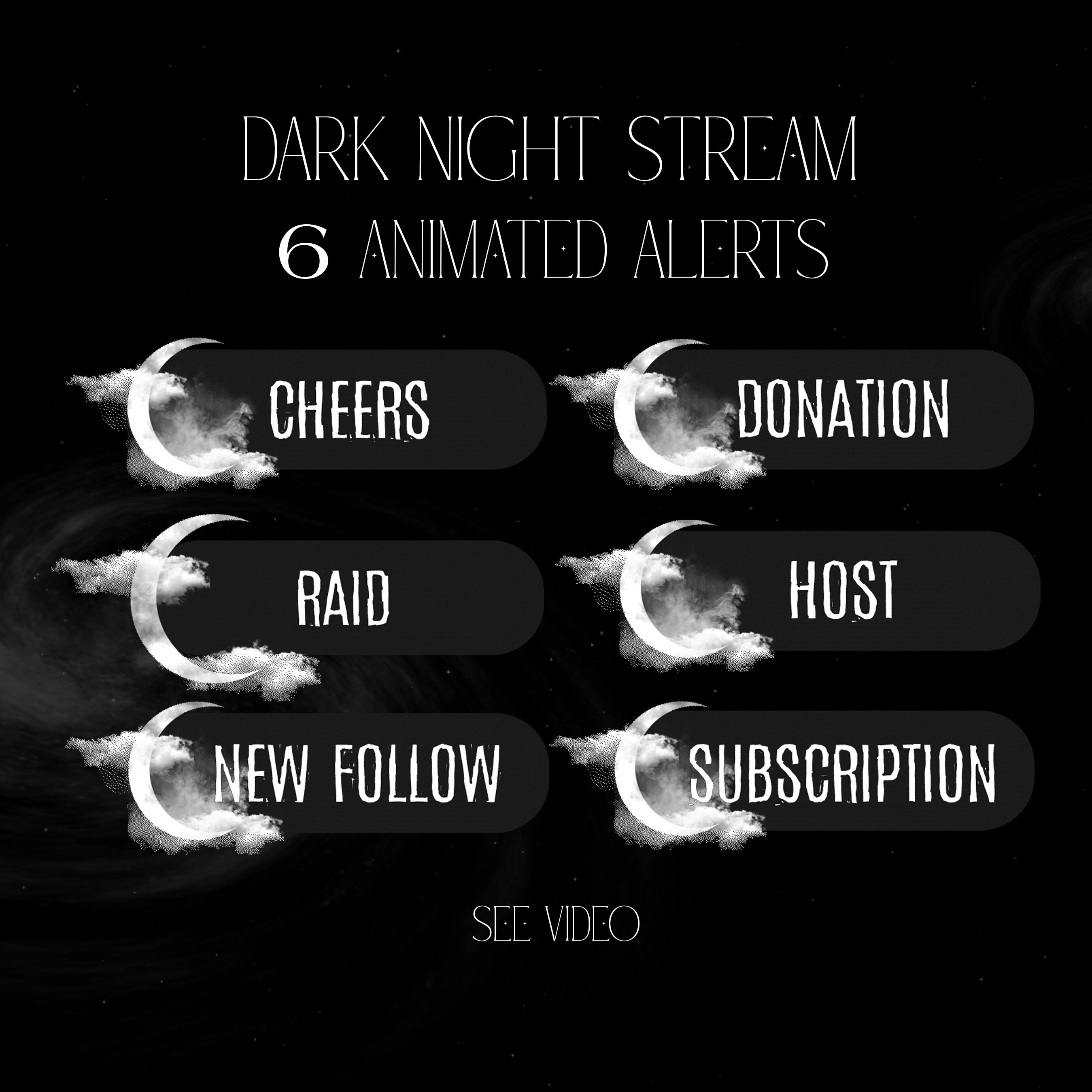Dark Moon Stream Pack for Twitch, Twitch Overlay, Complete Streaming ...