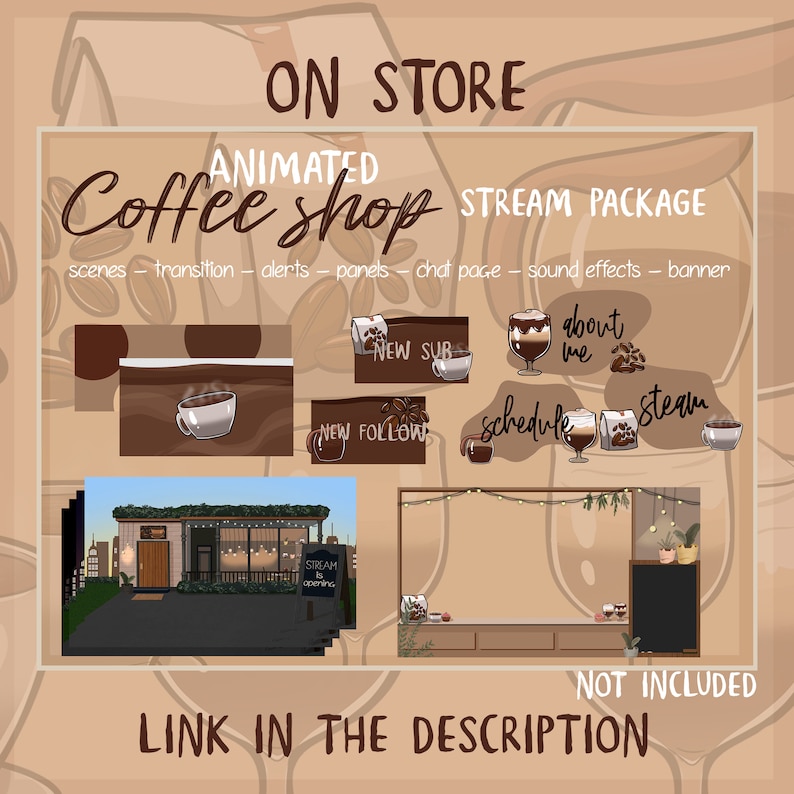 ANIMATED SCENES and OVERLAY Coffee Shop! 4 Scenes 1 Overlay for Twitch ...